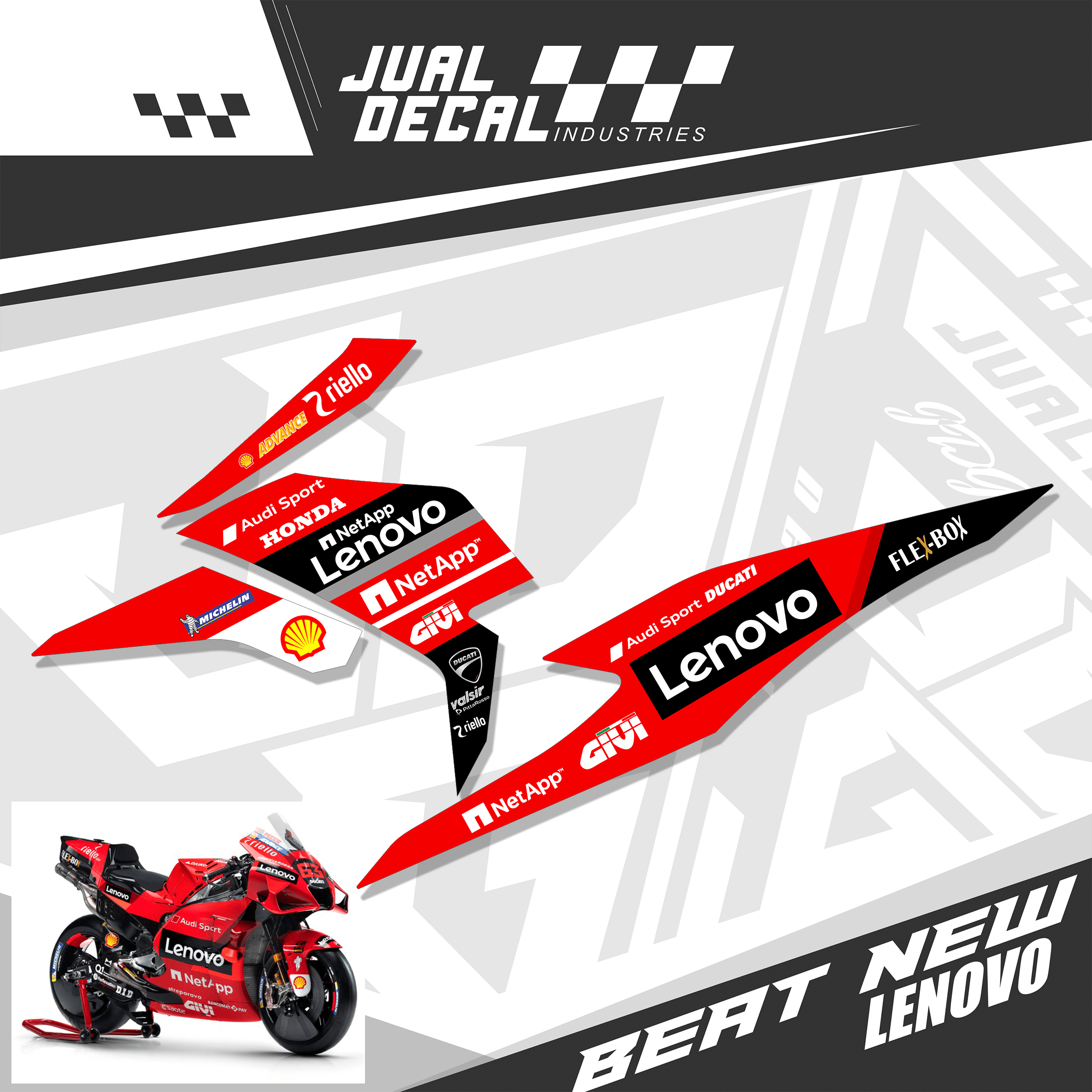 Striping Motor Beat Street LENOVO DUCATI 2022 All New Deluxe Variasi ...