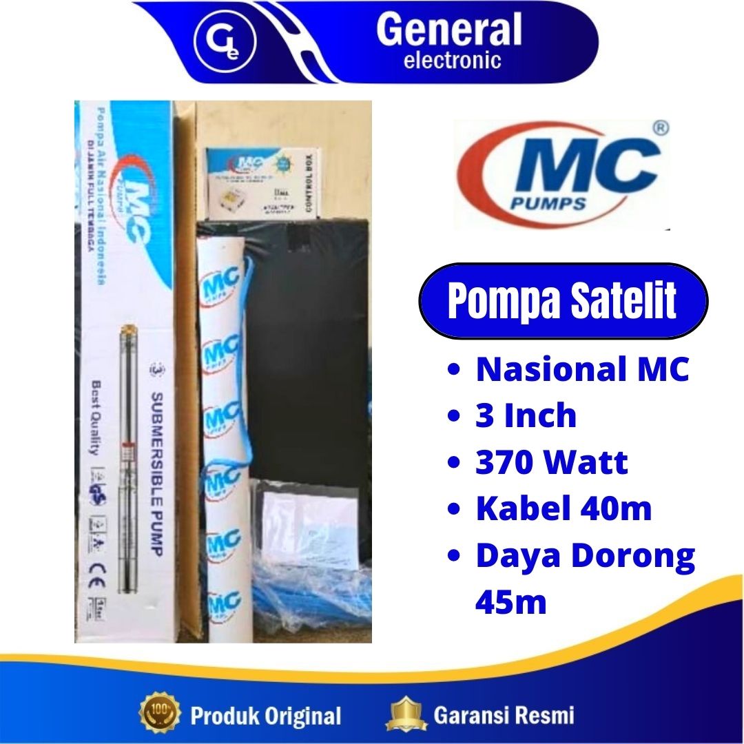 Pompa Air Satelit 3 Inch Nasional MC Pump 0.5HP - Kabel 40 Meter ...