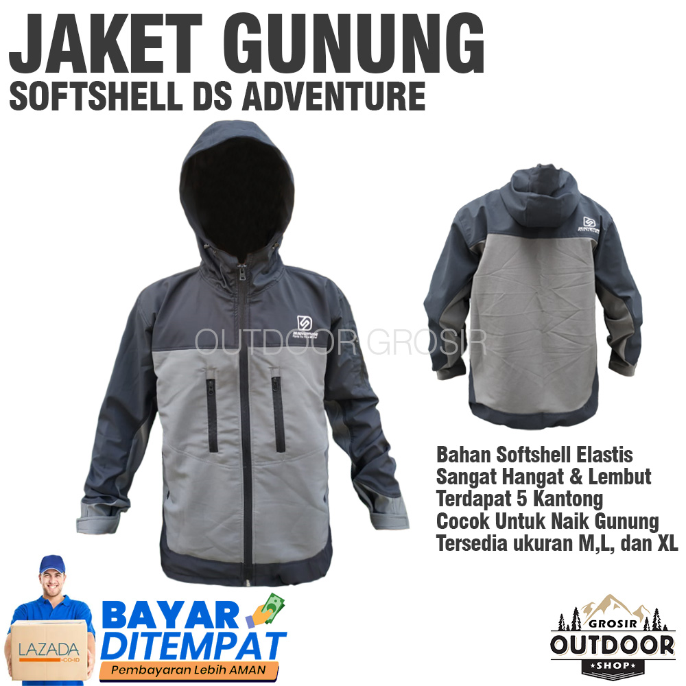 Jaket Gunung DS Adventure Softshell Hangat - Jaket Gunung Pria - Jaket ...