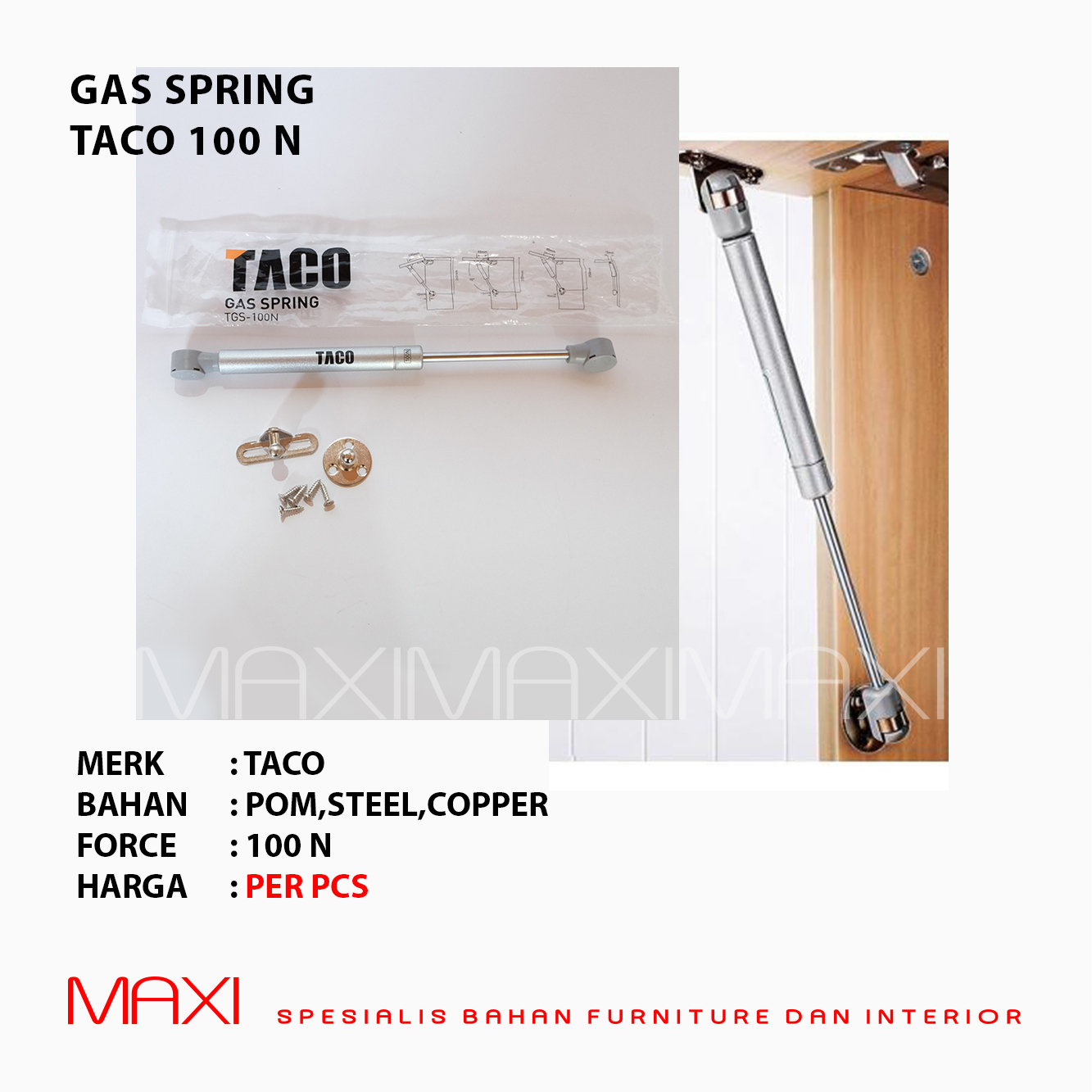 GAS SPRING TACO HIDROLIK 100 N - KITCHEN PINTU DAPUR JOK MOTOR | Lazada ...