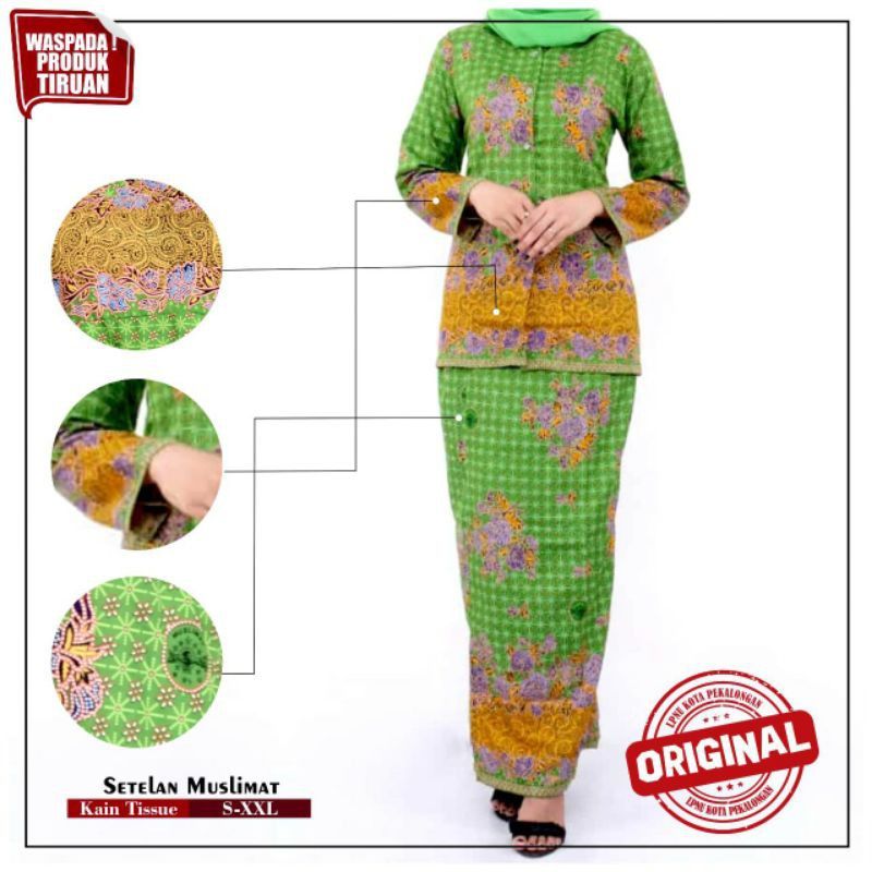 Baju Setelan Busana Batik Seragam Muslimat NU dan Kerudung Bergo Lapis ...