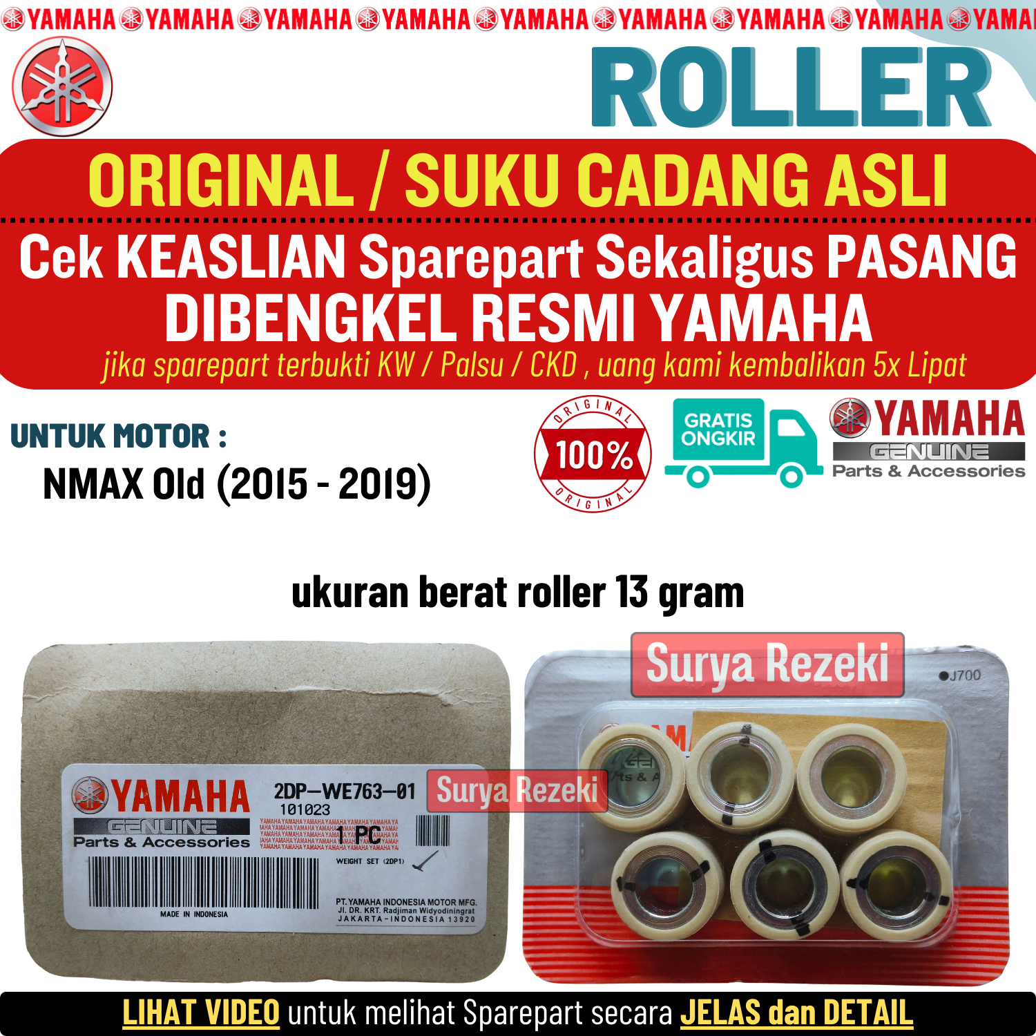 Roller Nmax 155 Old 13 Gram Original Yamaha Genuine Parts 100% | Lazada ...