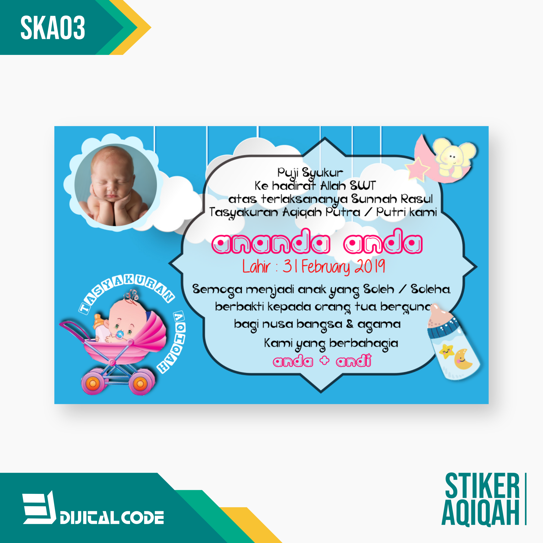 SKA03 Stiker Label Syukuran Aqiqah Kelahiran Anak | Lazada Indonesia