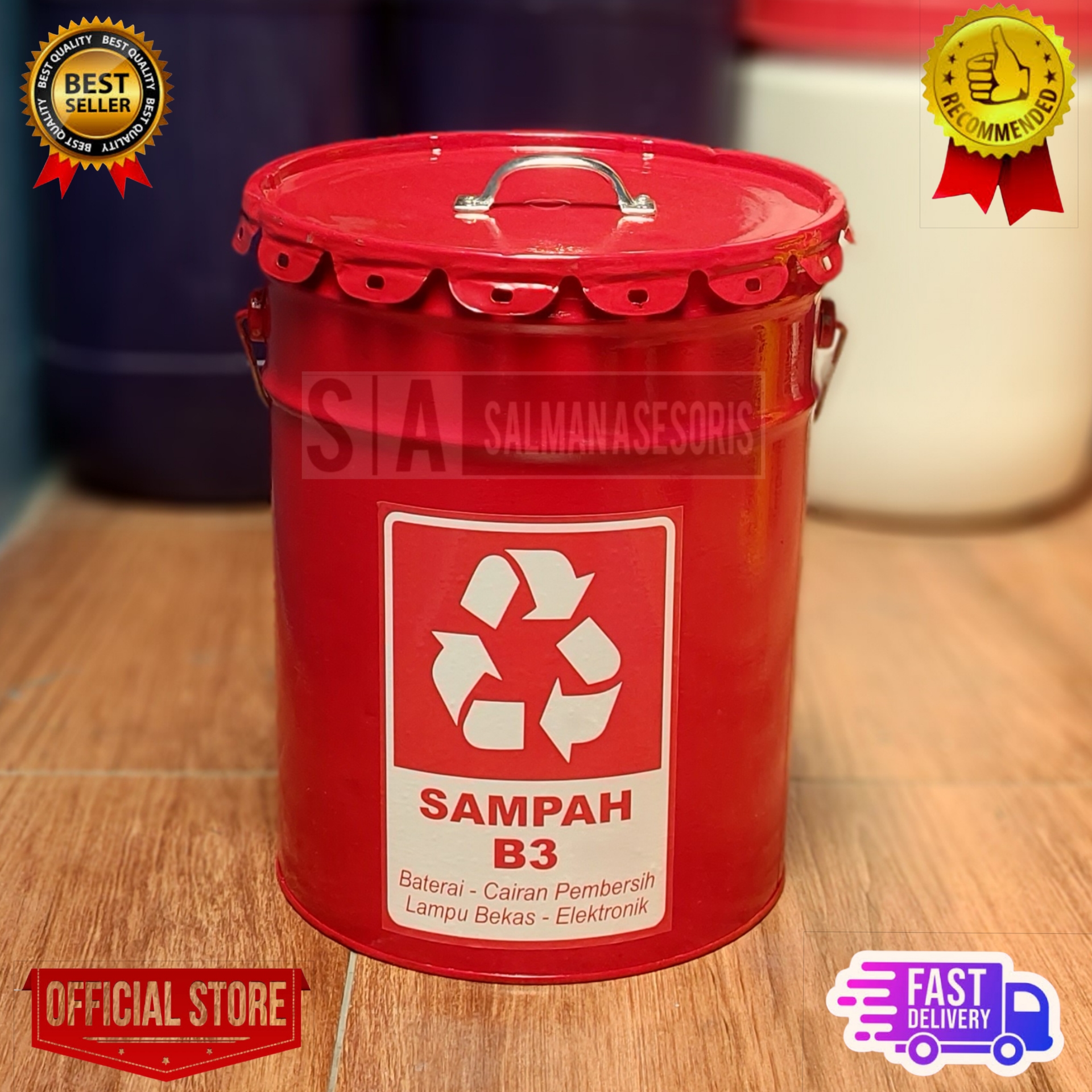 Tempat Sampah Kaleng 20 Liter Organik / Non Organik / B3 / Logam ...