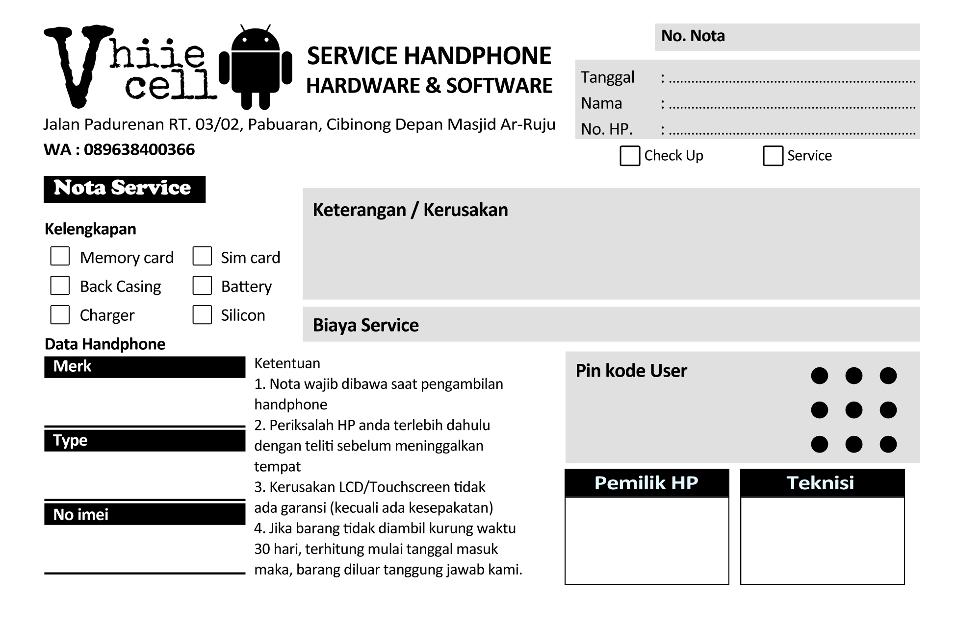 Cetak Nota Custom 2 PLY 1/4 Folio | Nota Konter | Nota Cell | Nota ...