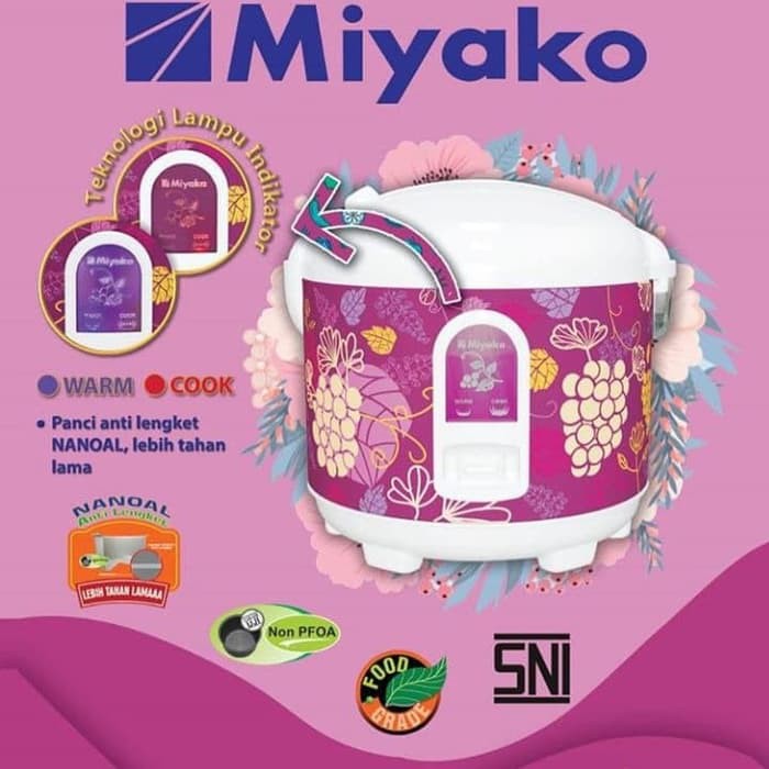 Miyako Magic Com 1.8 Liter / Rice Cooker 3in1 Motif Timbul MCM 516 ...