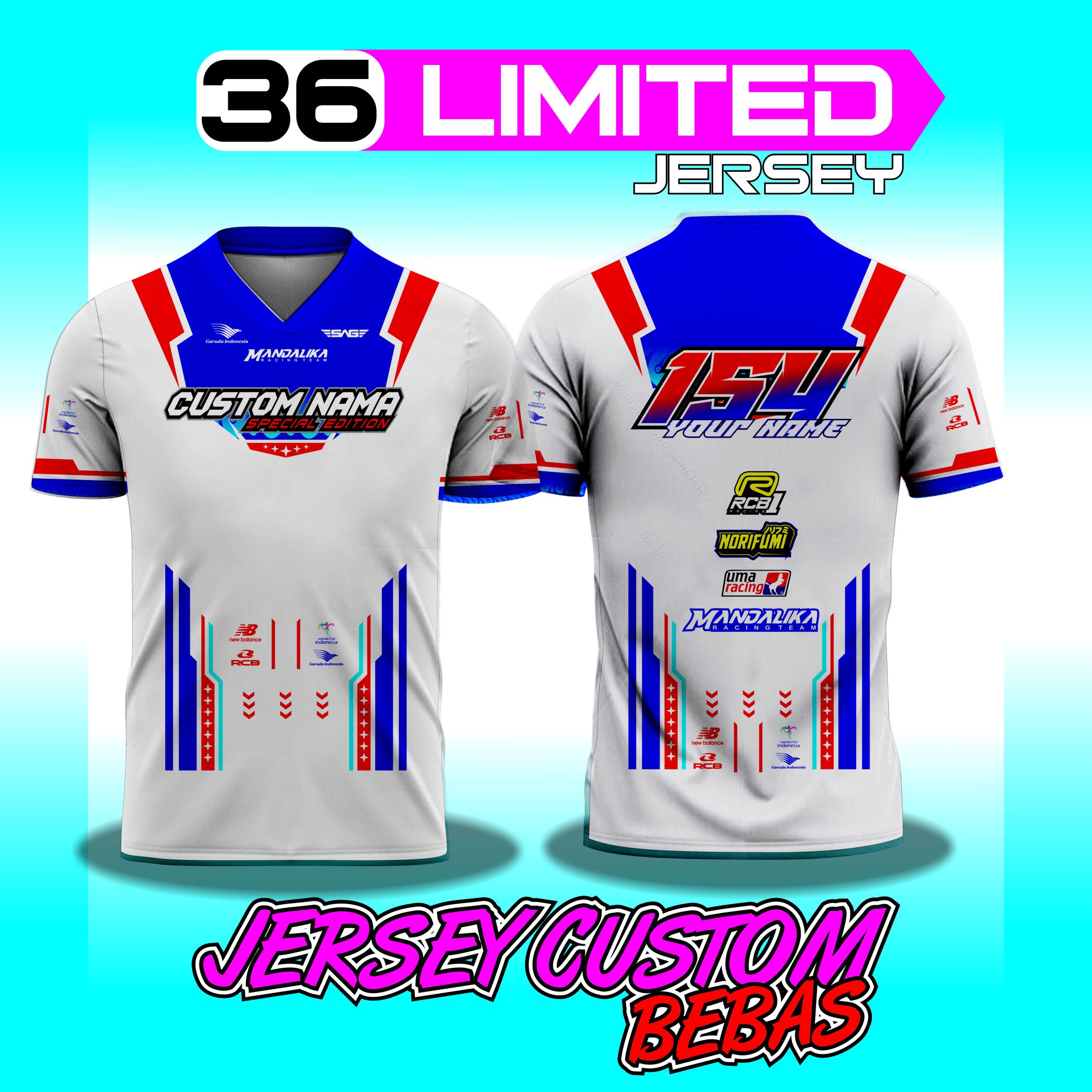 DESAIN JERSEY RACING KERAH CUSTOM BISA GANTI NAMA NOMOR WARNA | Lazada ...