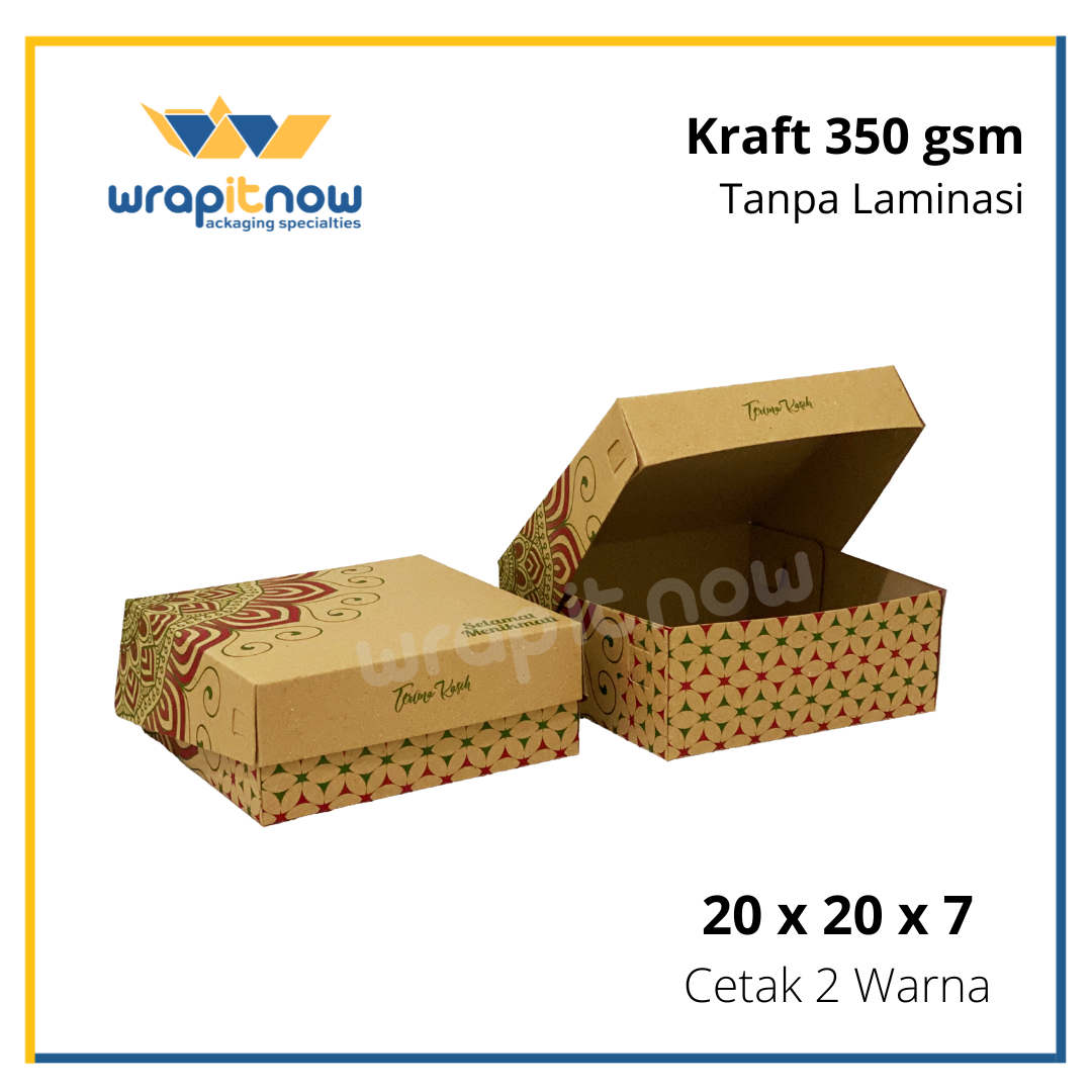 (Isi 10 pcs) Dus Kraft 20x20x7 Cetak/ Box Nasi Berkat Kondangan Dus ...