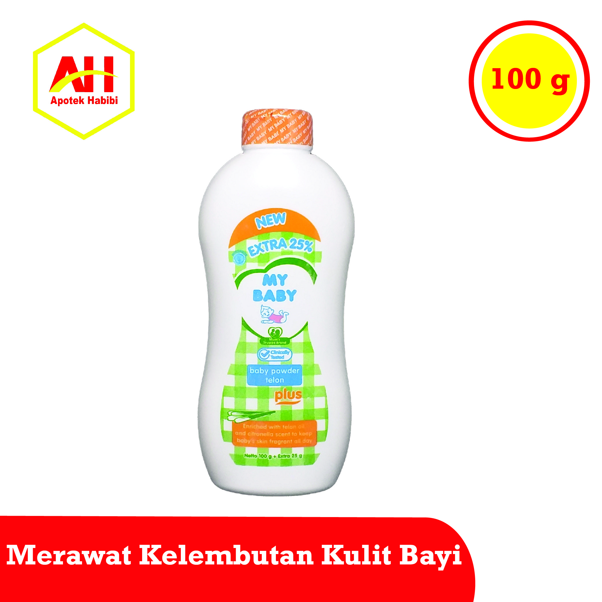My Baby Powder extra 25% telon plus 100 gr + 25 gr Bedak My Baby hijau ...