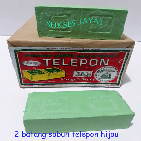 2 Batang Sabun Telepon warna Hijau Pembersih Baju Pakaian Kulit Wajah ...