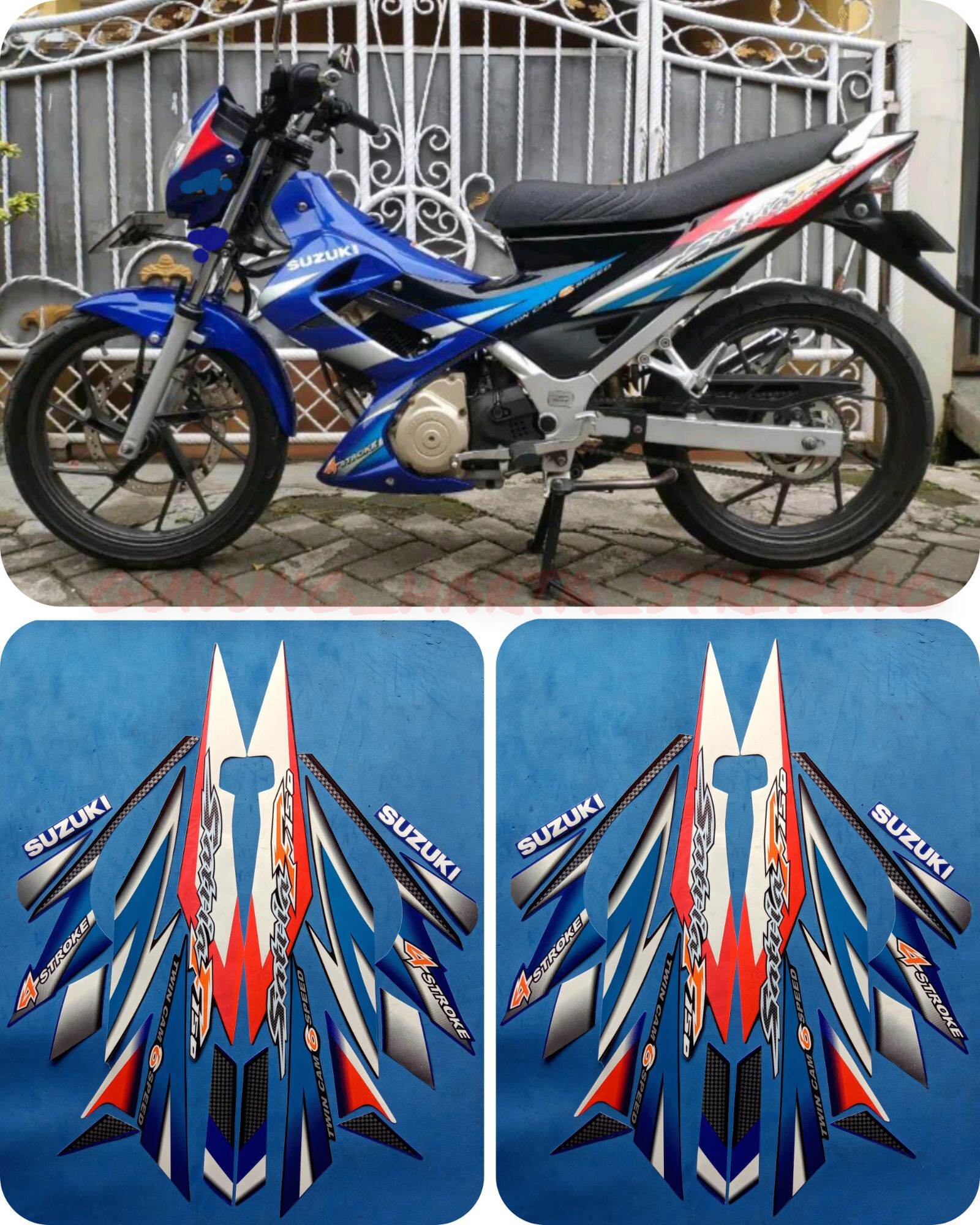 STIKER SATRIA STRIPING LIS LES MOTOR SET SATRIA FU F150 CBU 2006 BIRU ...