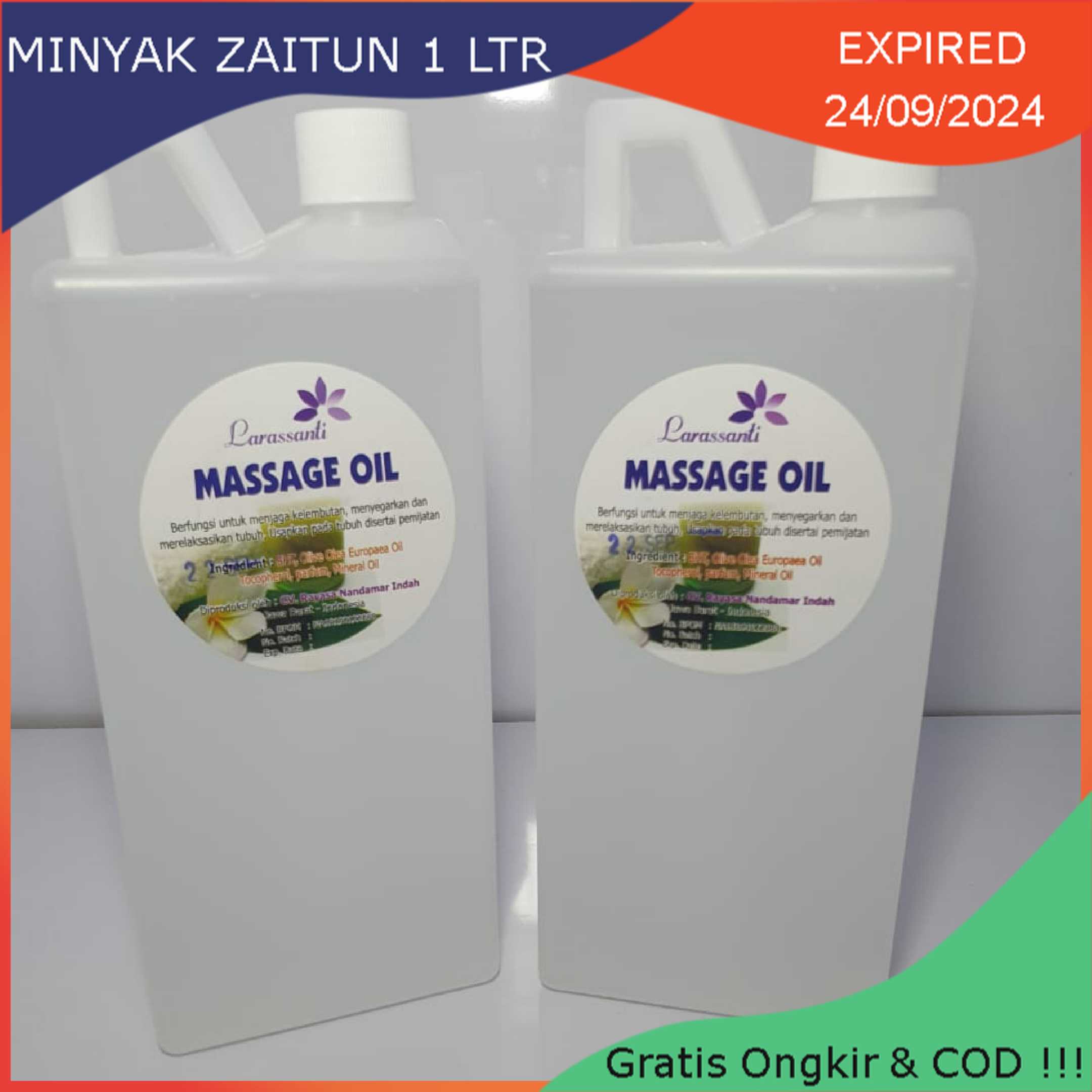 Message Oil Larasanti 1 liter Putih / Zaitun Massage Oil Spa Oil / MINYAK PIJAT / MASSAGE OIL ...