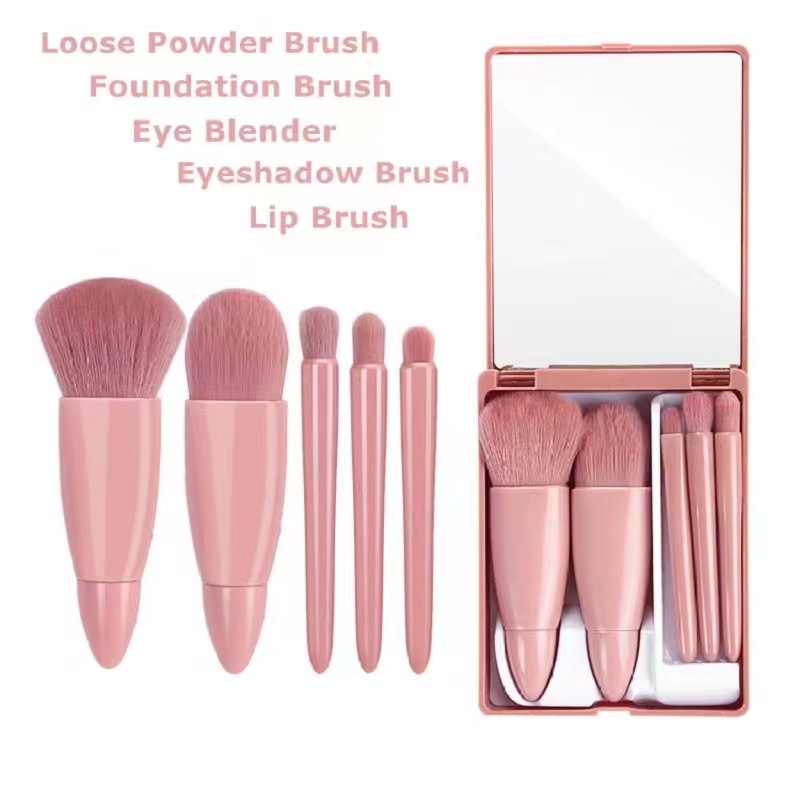 MAGEFY Set Kuas Makeup 6 In 1 Dengan Cermin Built-in Kit Kuas Rias ...