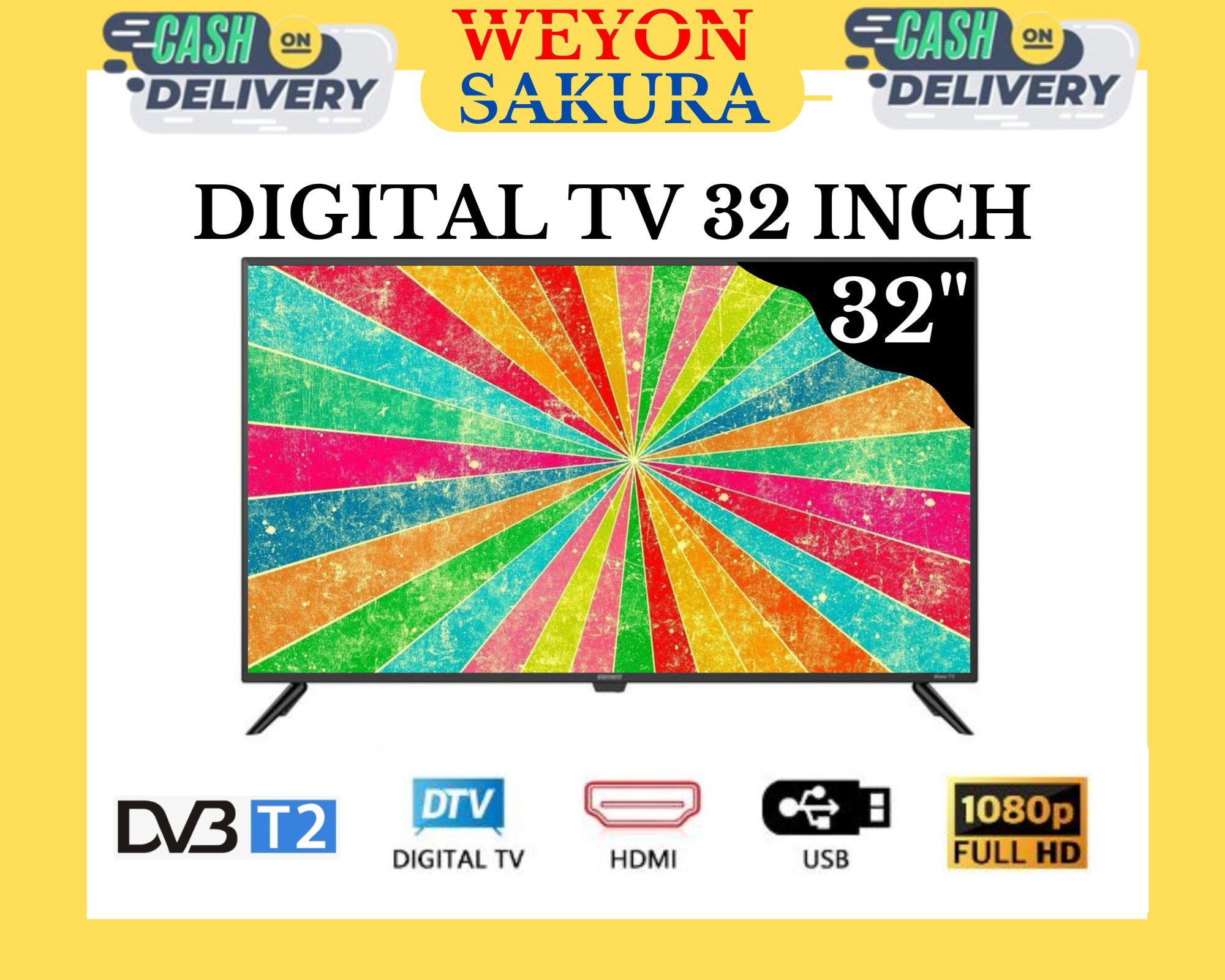 TV Digital 32 inch Full HD Weyon TV Garansi Resmi Bisa MONITOR dan CCTV ...