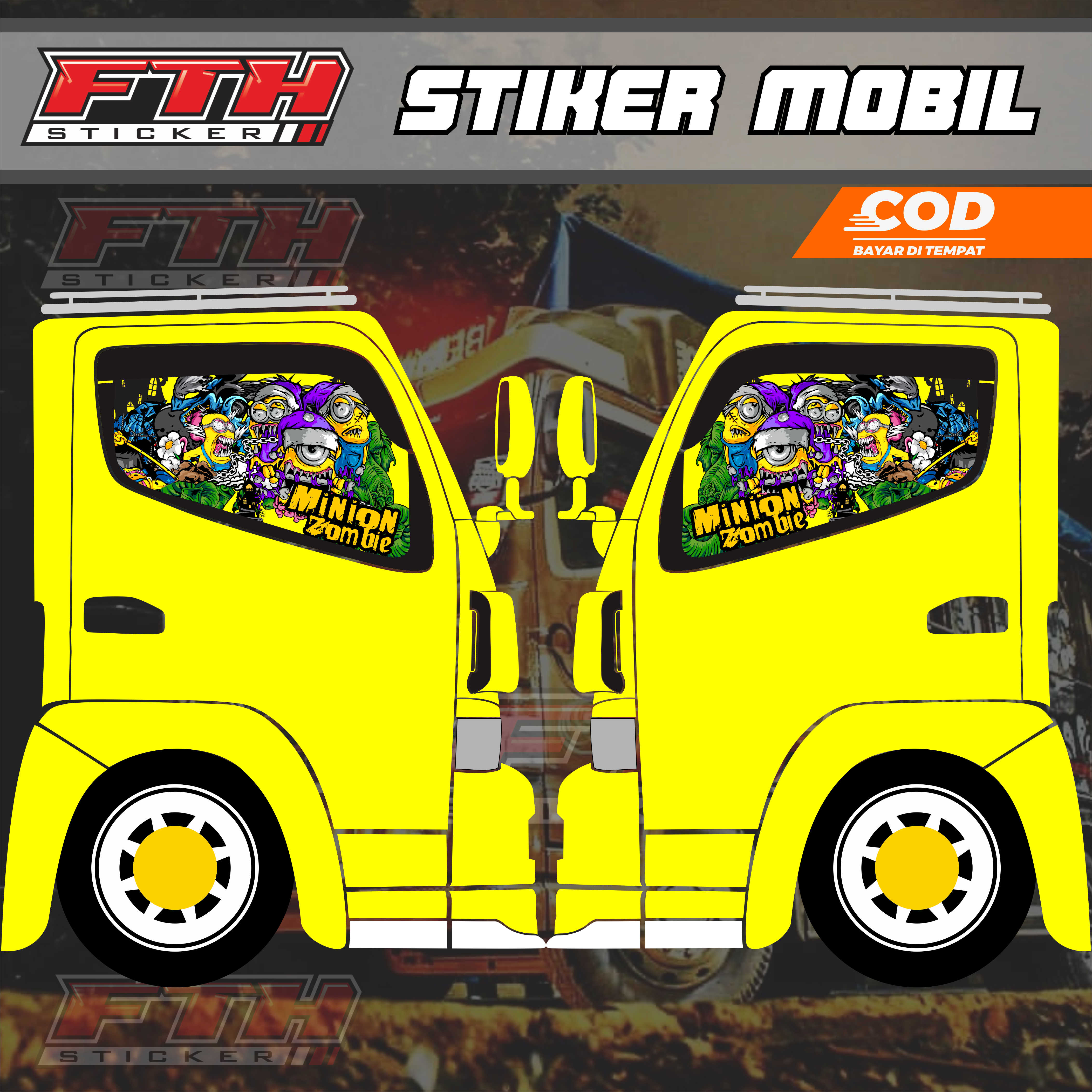 Stiker One way Kaca Samping Truck Canter - Gambar minion Zombie Bisa ...