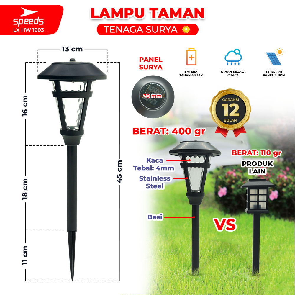 SPEEDS Lampu Taman Panel Tenaga Surya Matahari Lampu Tancap Hiasan ...