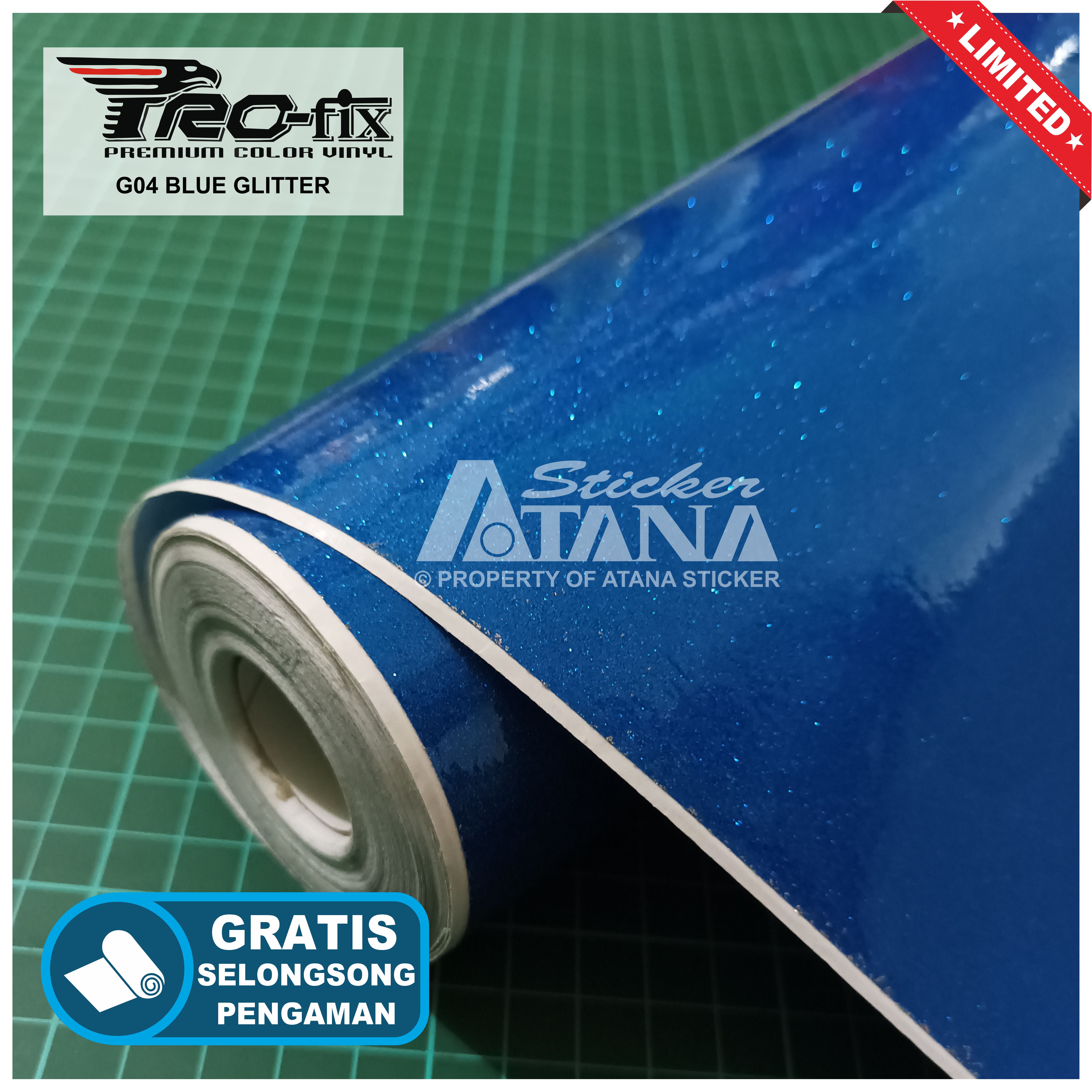 Skotlet Biru Glitter Scotlet Blue Hologram Profix Stiker Kerlip Glossy ...