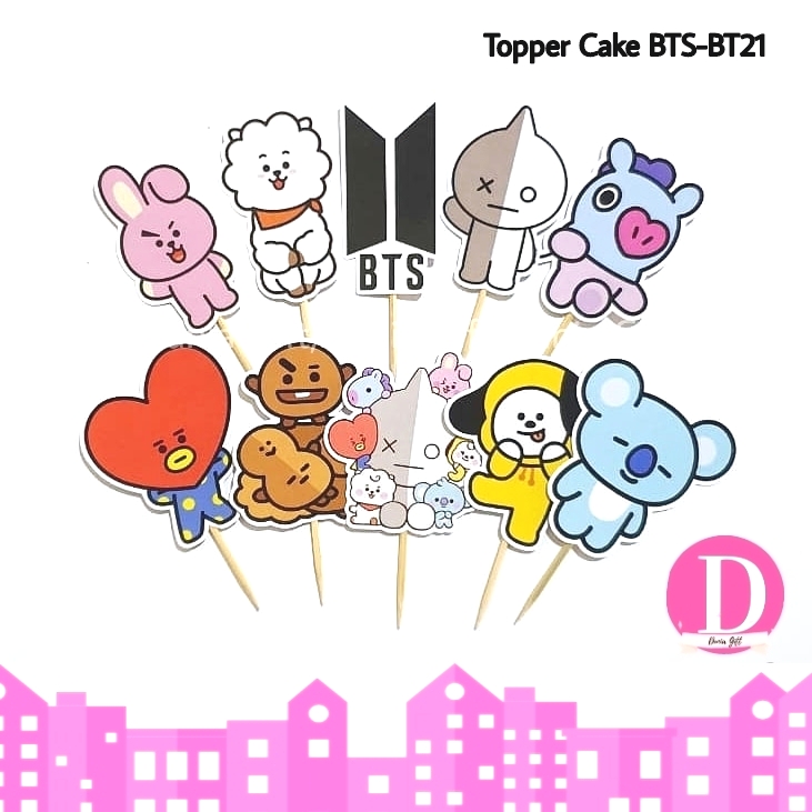 [isi 10] Topper Cake Happy Birthday BTS-BT21 | Lazada Indonesia