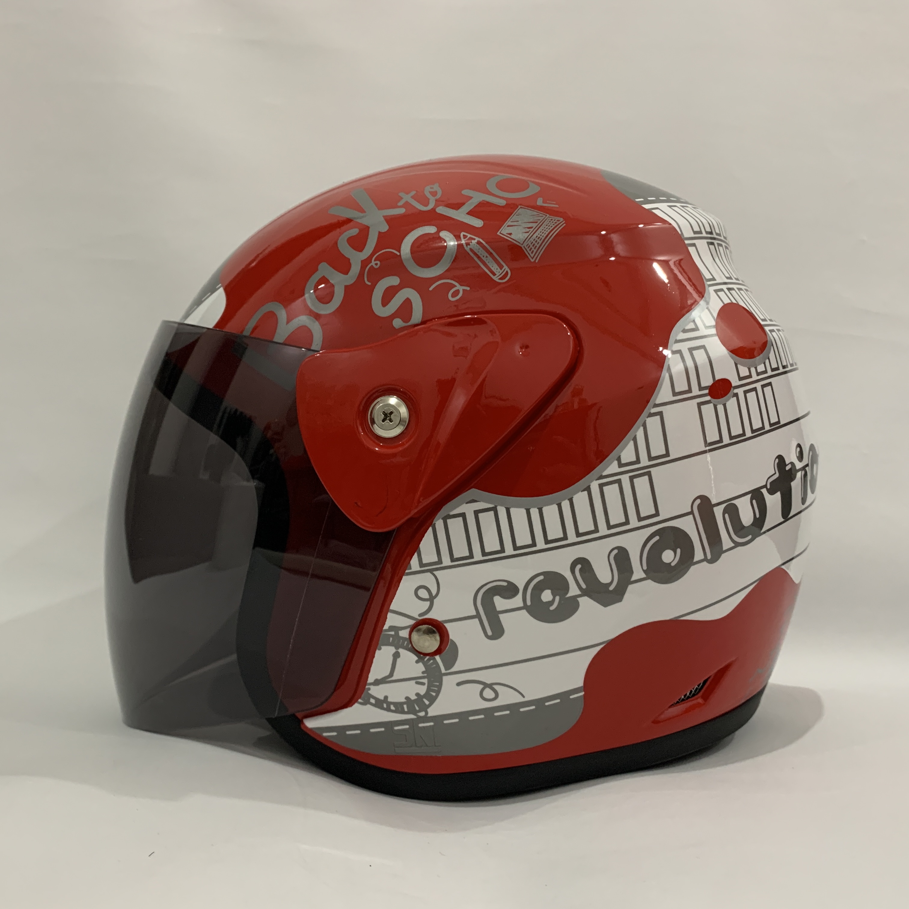 Helm Nuvo Note Merah Glossy Revolution Half Face Nouvo Helem SNI Helmet ...