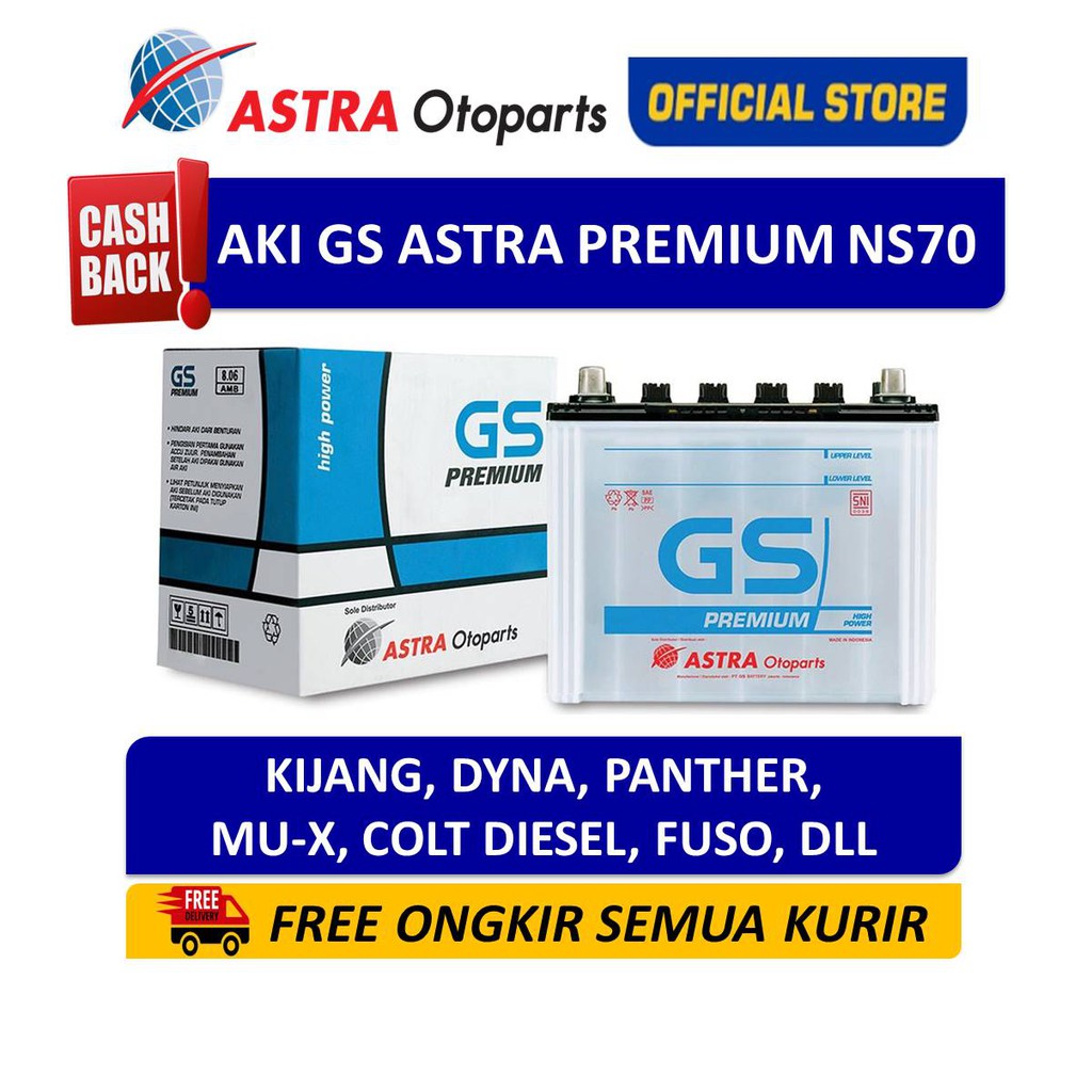 Aki GS ASTRA Premium NS70 mobil Dyna, Colt Diesel, Fuso, MU-X, dll | Lazada Indonesia