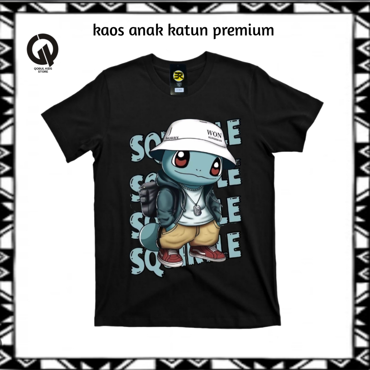 Atasan Anak 1-10 Tahun Keren Pokemon Squirtle Katun Premium 1-10 Tahun ...