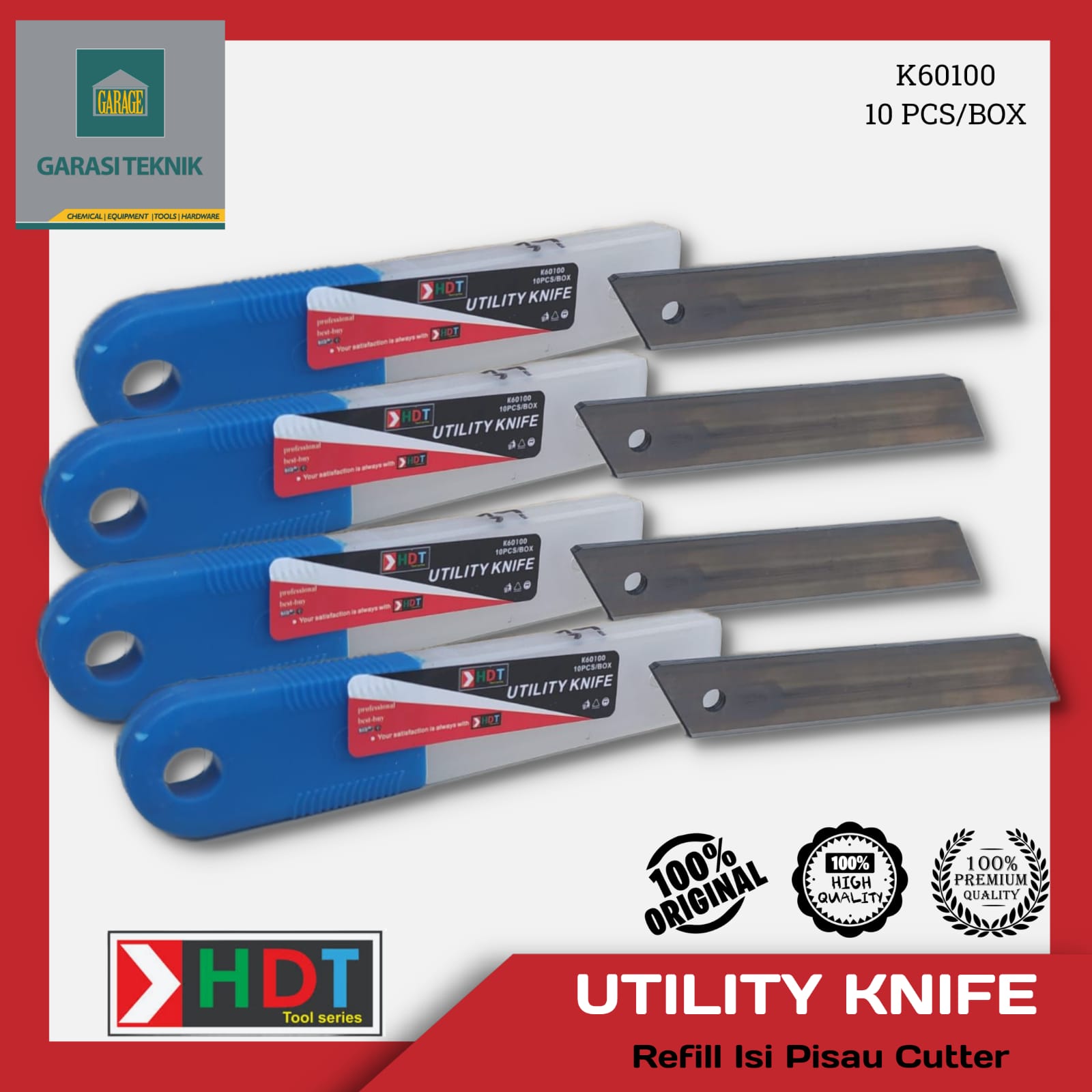 HDT ISI CUTTER 10 Pcs - Mata Kater Cutter Besar 18 mm Refill Blade ...