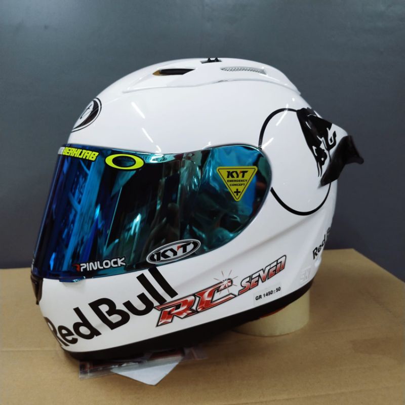 Helm Full Face KYT RC Seven Black Doff Original Custom RedBull | Helm ...