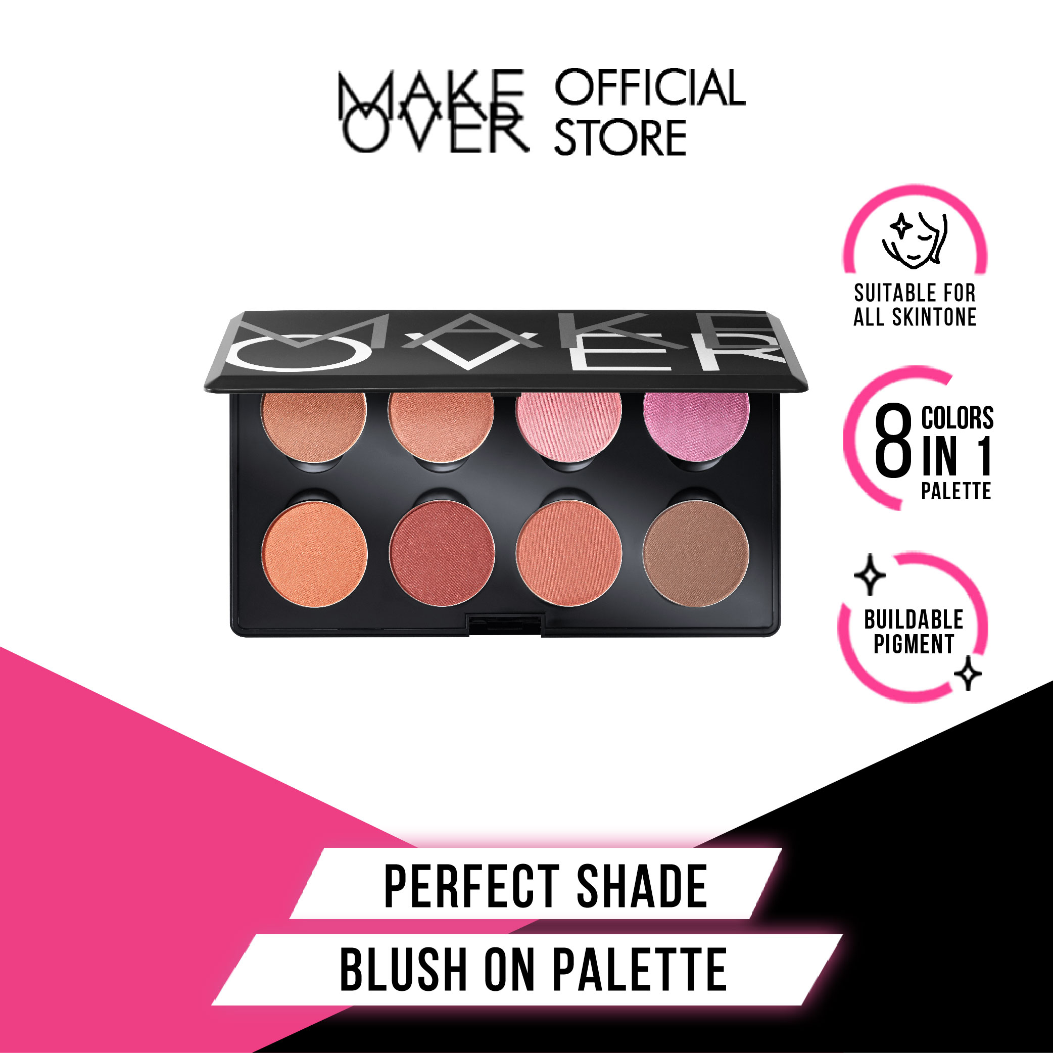 MAKE OVER Perfect Shade Blush On Palette 8X3,5 g - Blush On Palette 8 Warna | Lazada Indonesia