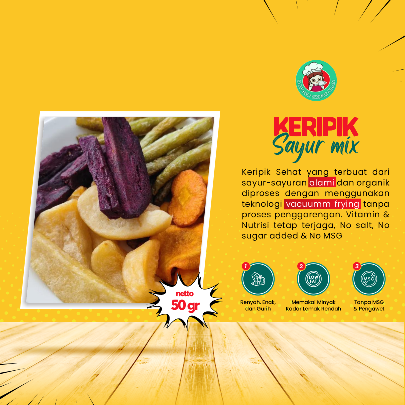 Keripik Sayur Mix tanpa bahan pengawet cemilan gurih dan renyah halal ...