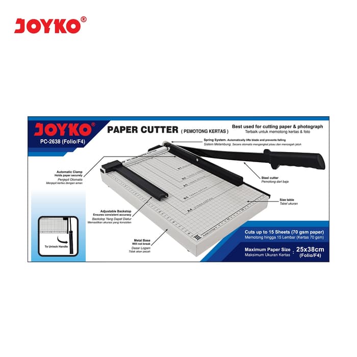Joyko Paper Cutter Pemotong Alat Potong Kertas Pc 2638 F4 Original
