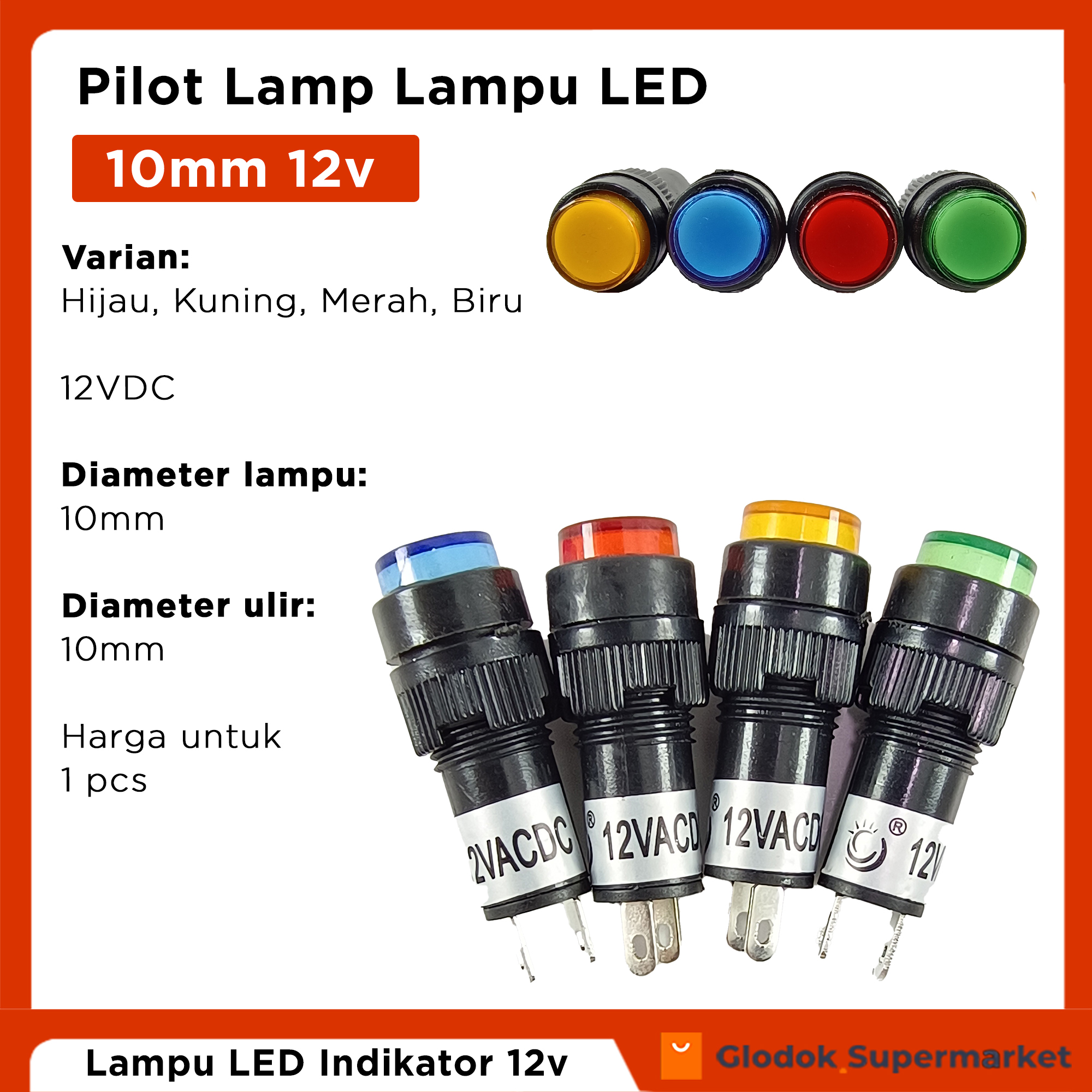 Pilot Lamp 10mm 12v DC Lampu LED Indikator | Lazada Indonesia