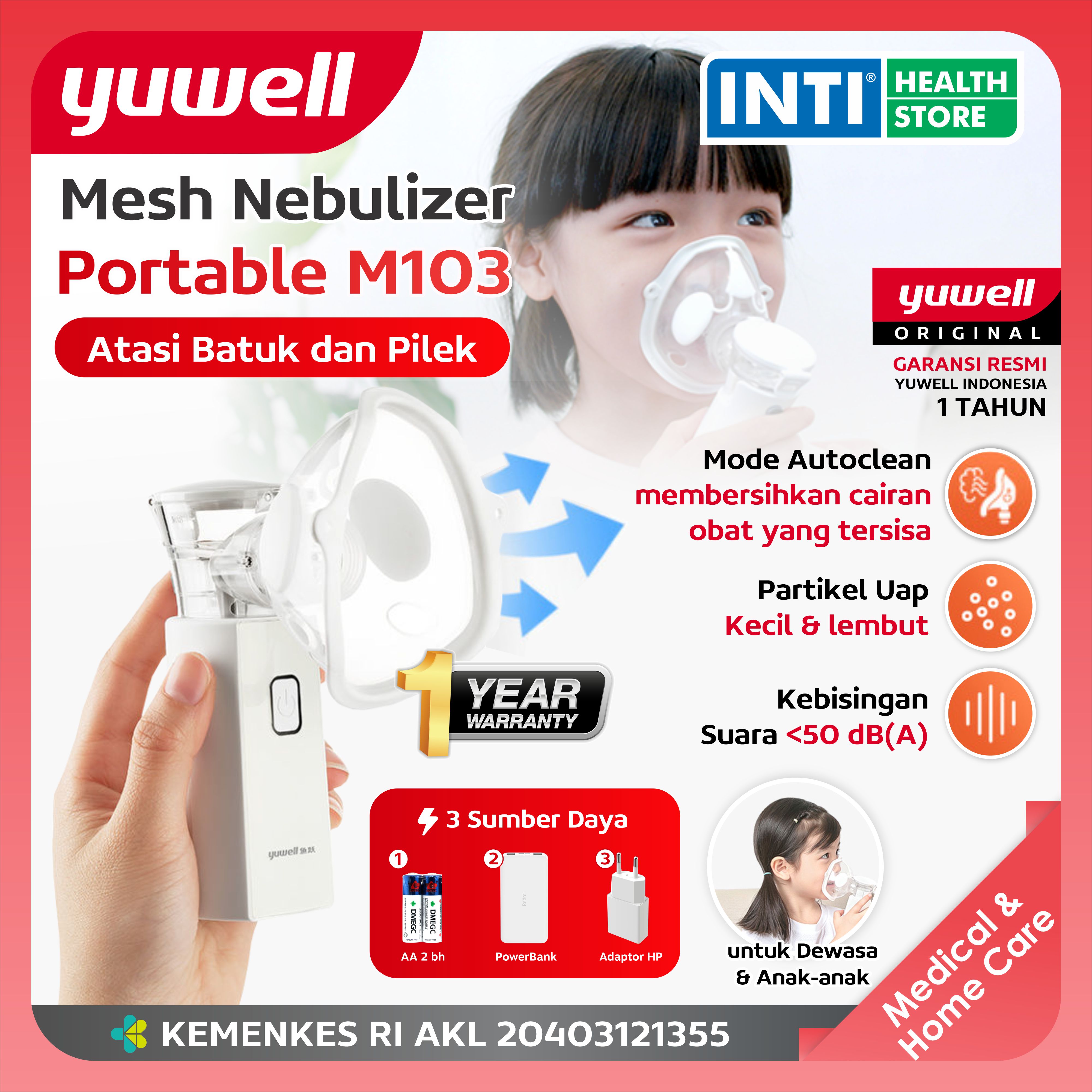 Yuwell Nebulizer Portable Handsfree M103 | Air Compressor Atomizer ...
