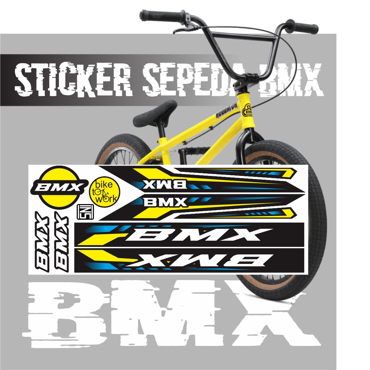 STICKER SEPEDA BMX 02 VARIASI HITAM LIS KUNING 02 | Lazada Indonesia