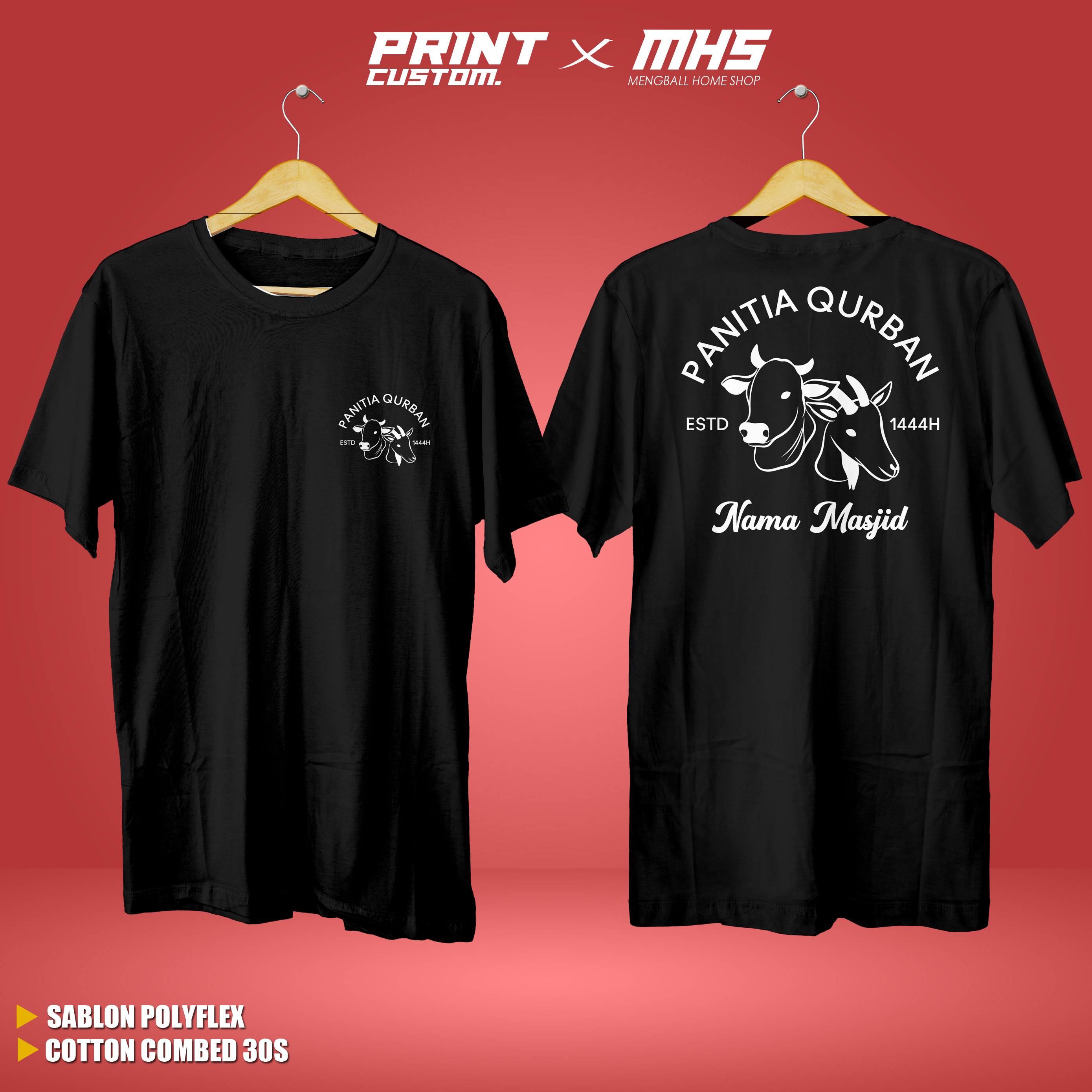 TERBARU - KAOS PANITIA QURBAN 1444H CUSTOM NAMA MASJID COTTON COMBED ...