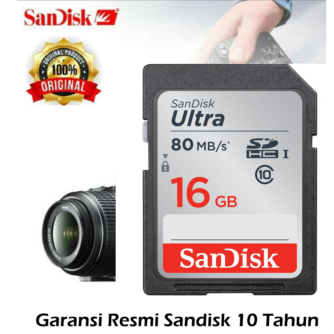 SanDisk Ultra Kartu SDHC/SDXC UHS-I Card 16GB/80MB, 32GB/120MB, 64GB/120MB, 128GB 120MB/s untuk ...