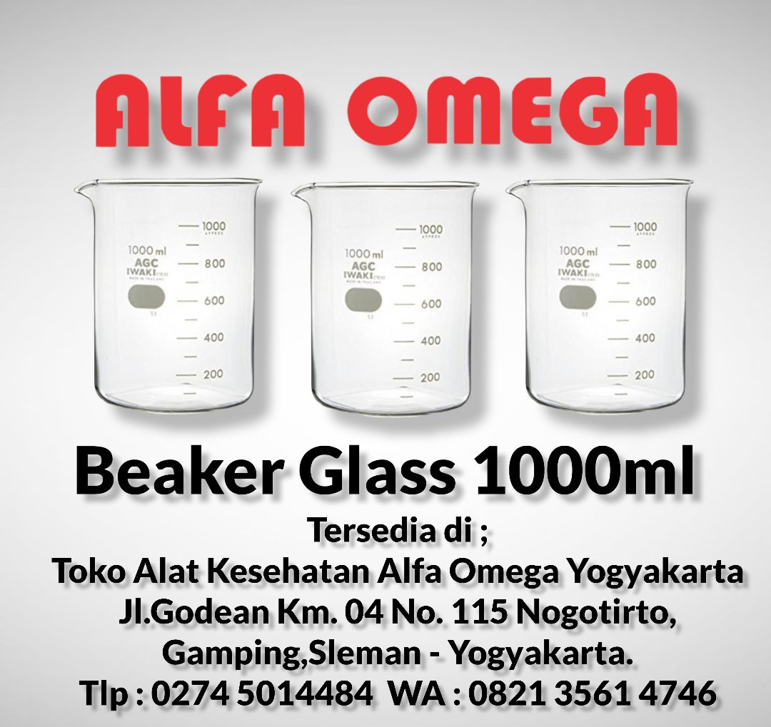 -Beaker glass - gelas kimia cap. 1000ml iwaki asli -tahan panas/Gelas ...