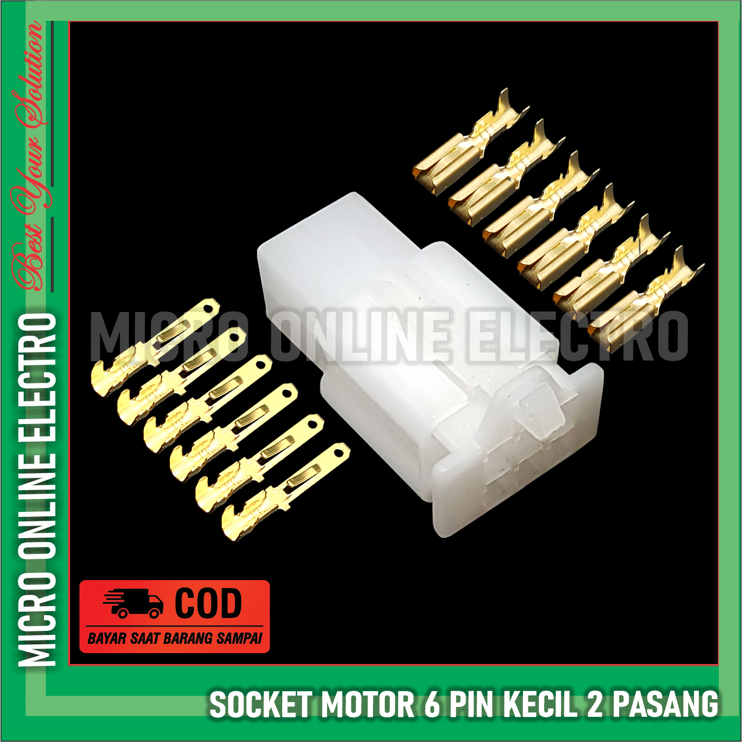 Socket 6 Pin Kecil + Skun 2 Pasang - Skun Motor Motor Mobil - Skun ...