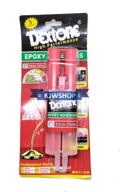 Dextone Lem Epoxy Rapid Clear Bening 5 menit 24mL Suntik Injection 5M ...