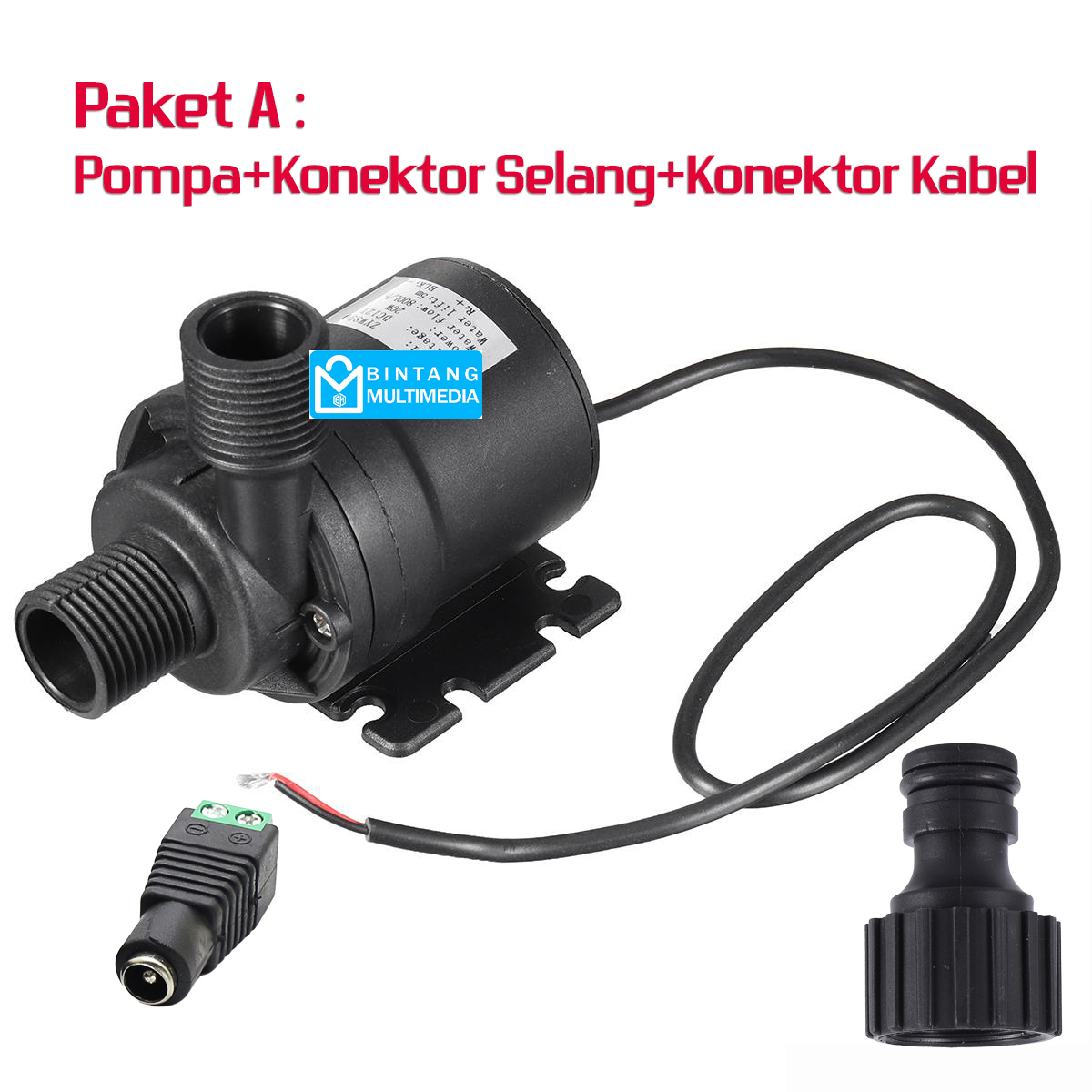Pompa Air Celup DC 12V 22W 800L/H 5M Hidroponik Cuci Motor Mobil ...