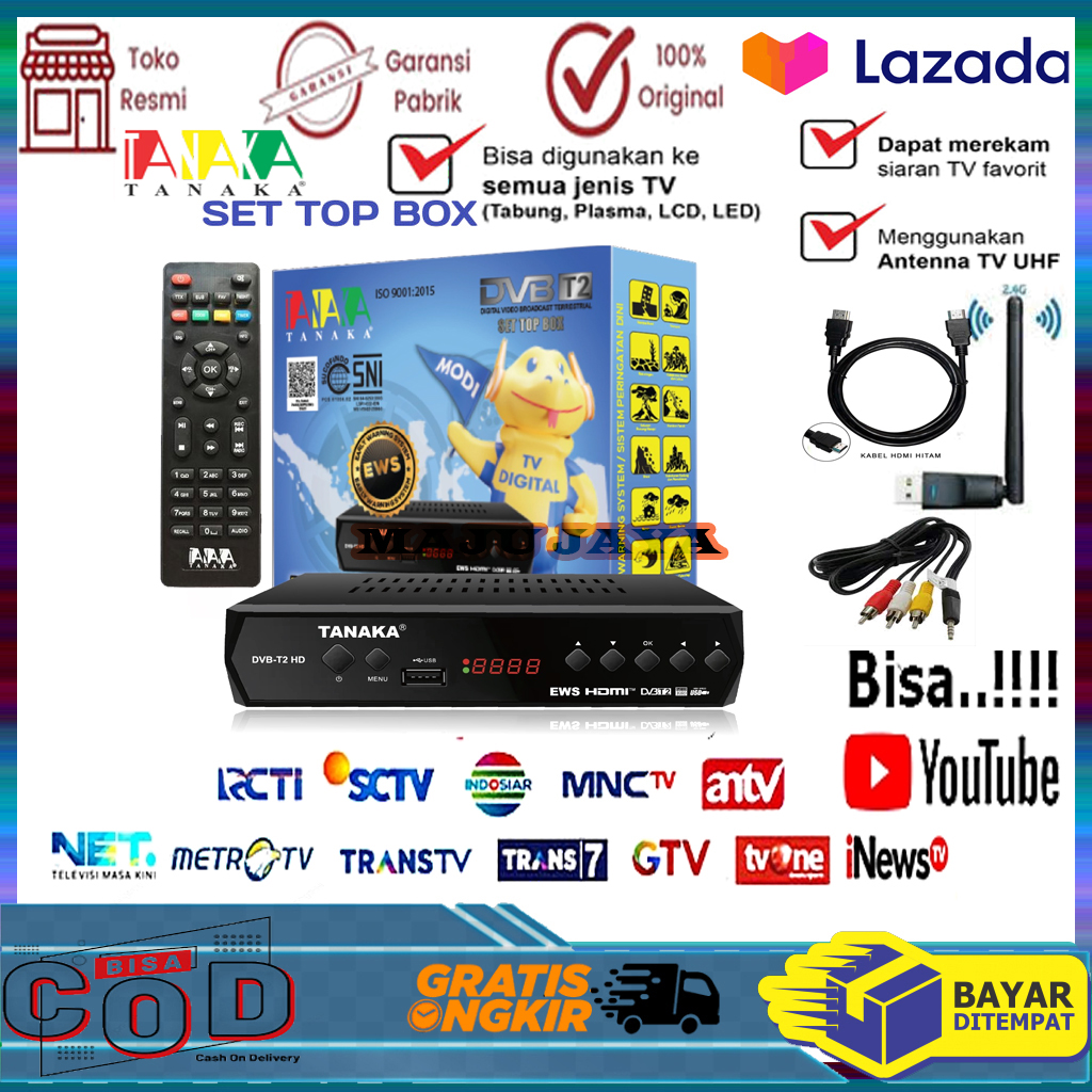 Set Top Box Tanaka STB Digital DVB T2 anaka type V5- HItam Garansi ...