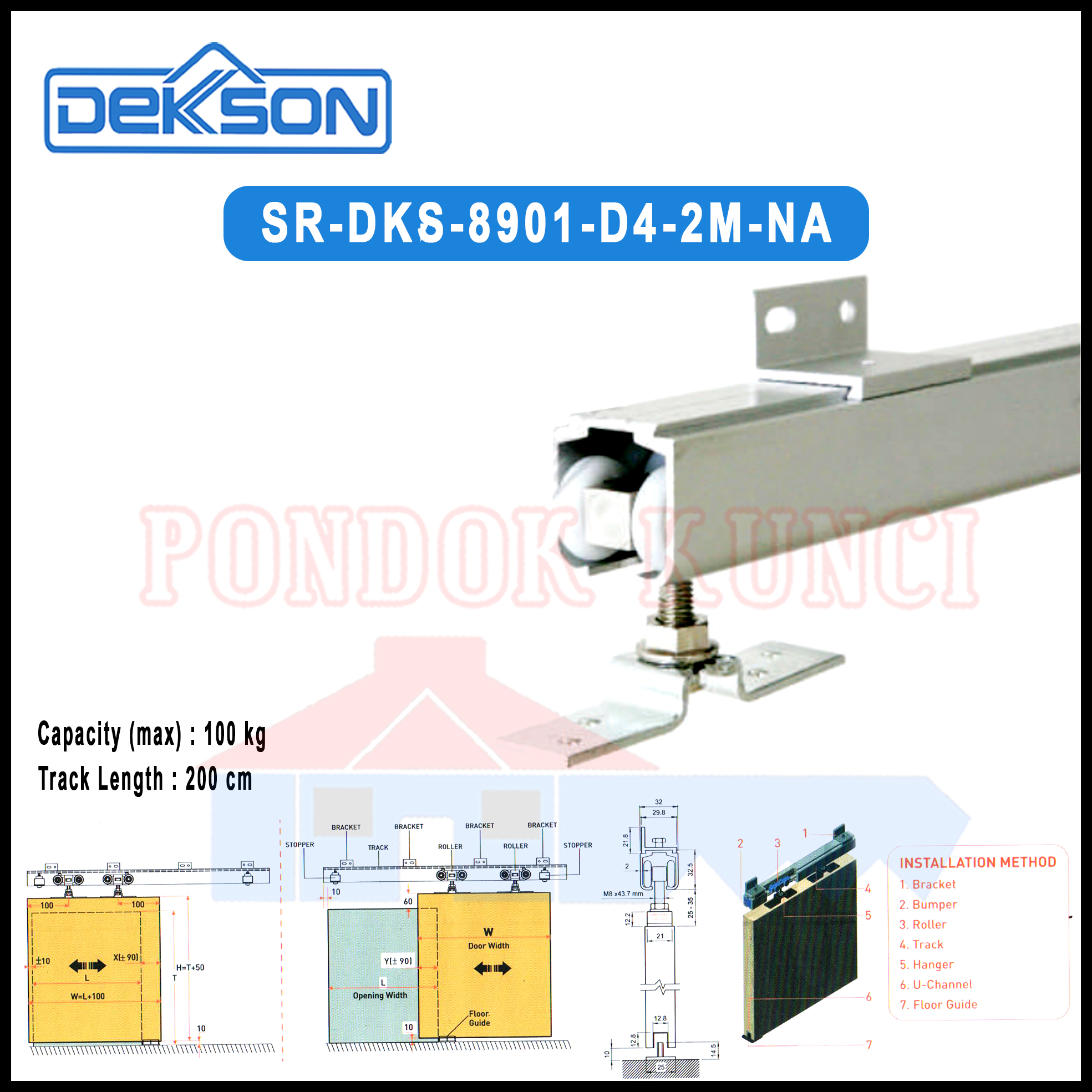 Rel Sliding Dekson Pintu Aluminium Kayu Besi Dekkson 8901 D4 2 Meter Rail Track Pintu Sleding ...