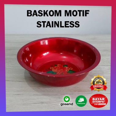 BASKOM MERAH BUNGA 18CM Enamel Kembang Jumbo / Berbagai Ukuran Motif ...