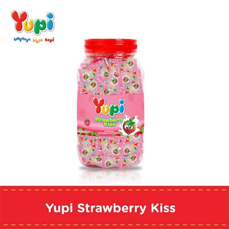 PERMEN YUPI STRAWBERRY KISS JAR 300gr - jelly kiloan - permen jelly ...