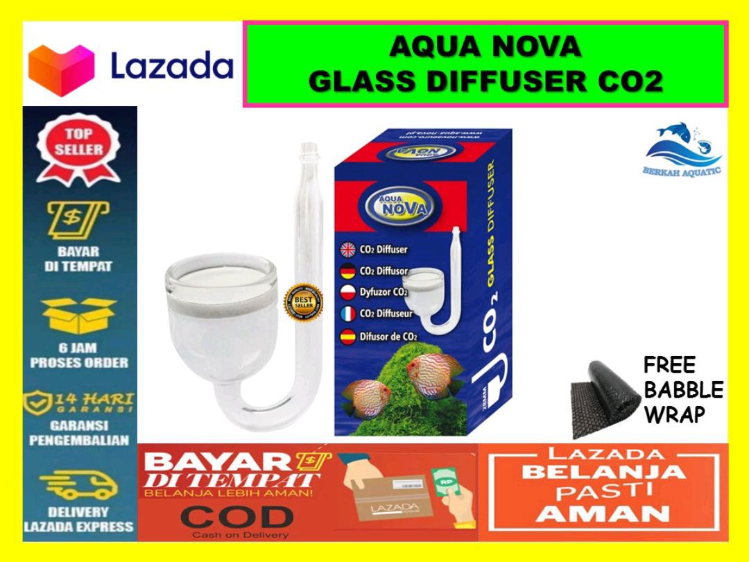AQUA NOVA AQUANOVA GLASS DIFFUSER CO2 20mm difuser aquascape aquarium ...