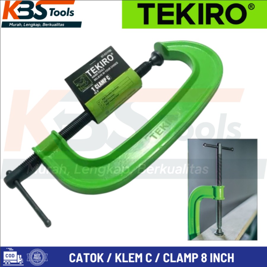 TEKIRO Clamp C Besi 8" Klem Catok C 8 Inch Alat Penjepit Kayu Besi HD ...