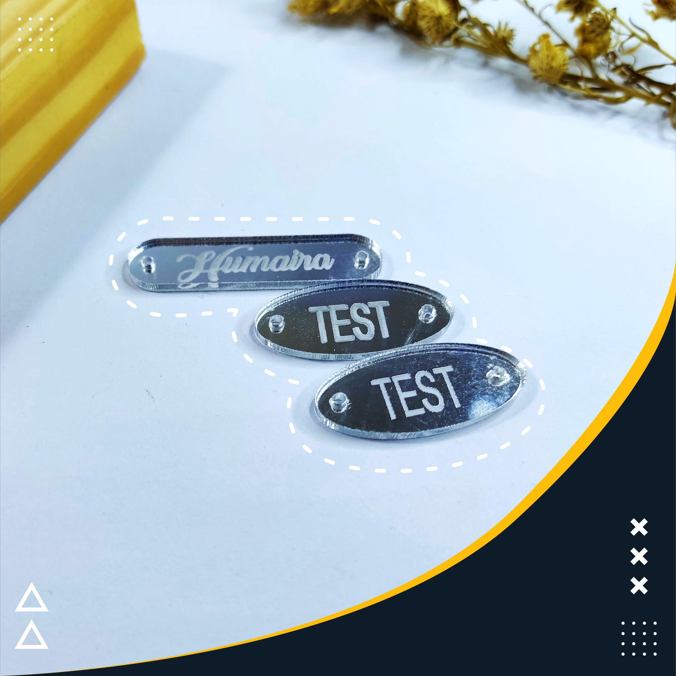 PAKET 50pcs Label Hijab SILVER Label Hijab Akrilik Label Akrilik Lebel ...