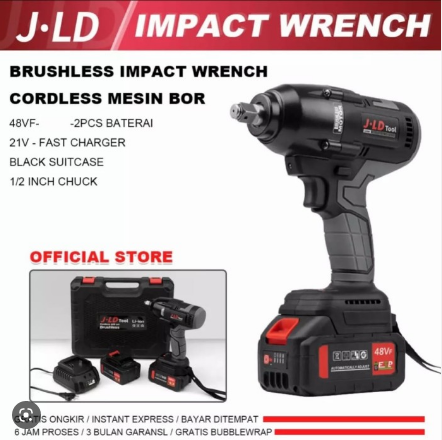 Impact Wrench JLD 88VF Cordless Mesin Pembuka Baut Ban Roda Truck Mobil ...