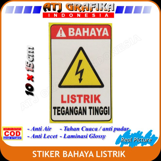 Stiker Bahaya listrik tegangan tinggi K3 panel listrik 220V high ...