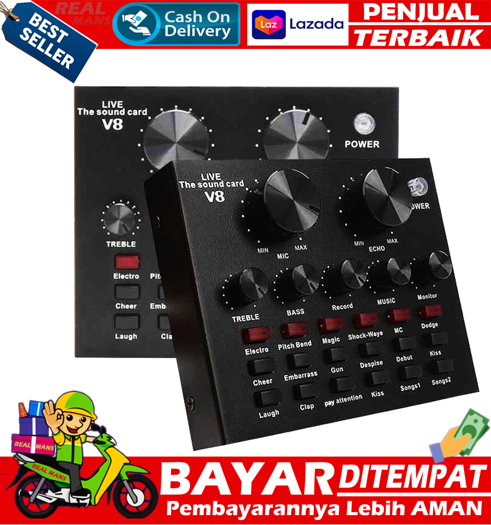 BISA COD - [ AUDIO BLUETOOTH USB V8 ] Bluetooth Audio USB External Soundcard Live Broadcast Mic ...