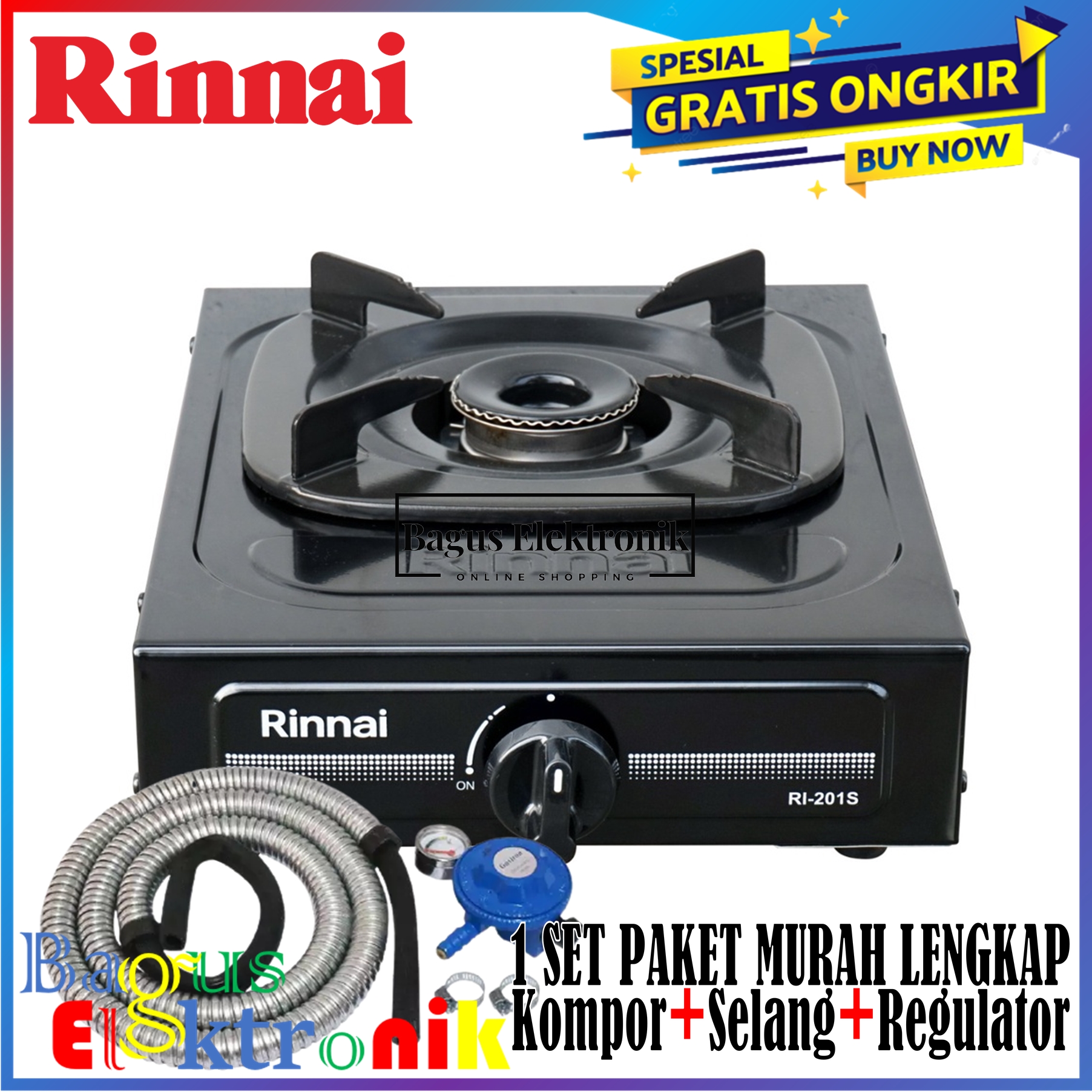 Rinnai Kompor Gas 1 Tungku - RI201S | RI-201S | RI 201s+Selang ...